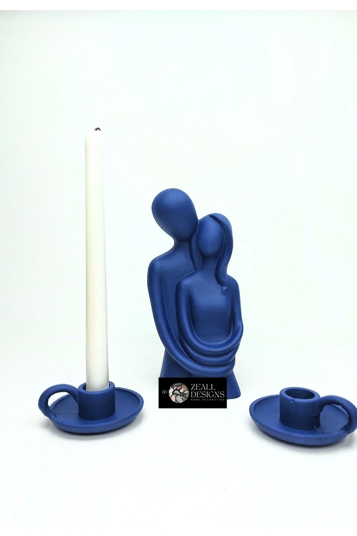 ZEALL DESIGNS Dekoratif Seramik Konsept Mat Lacivert Sevgili Biblo & 2'li Fincan Mumluk Bohem ...