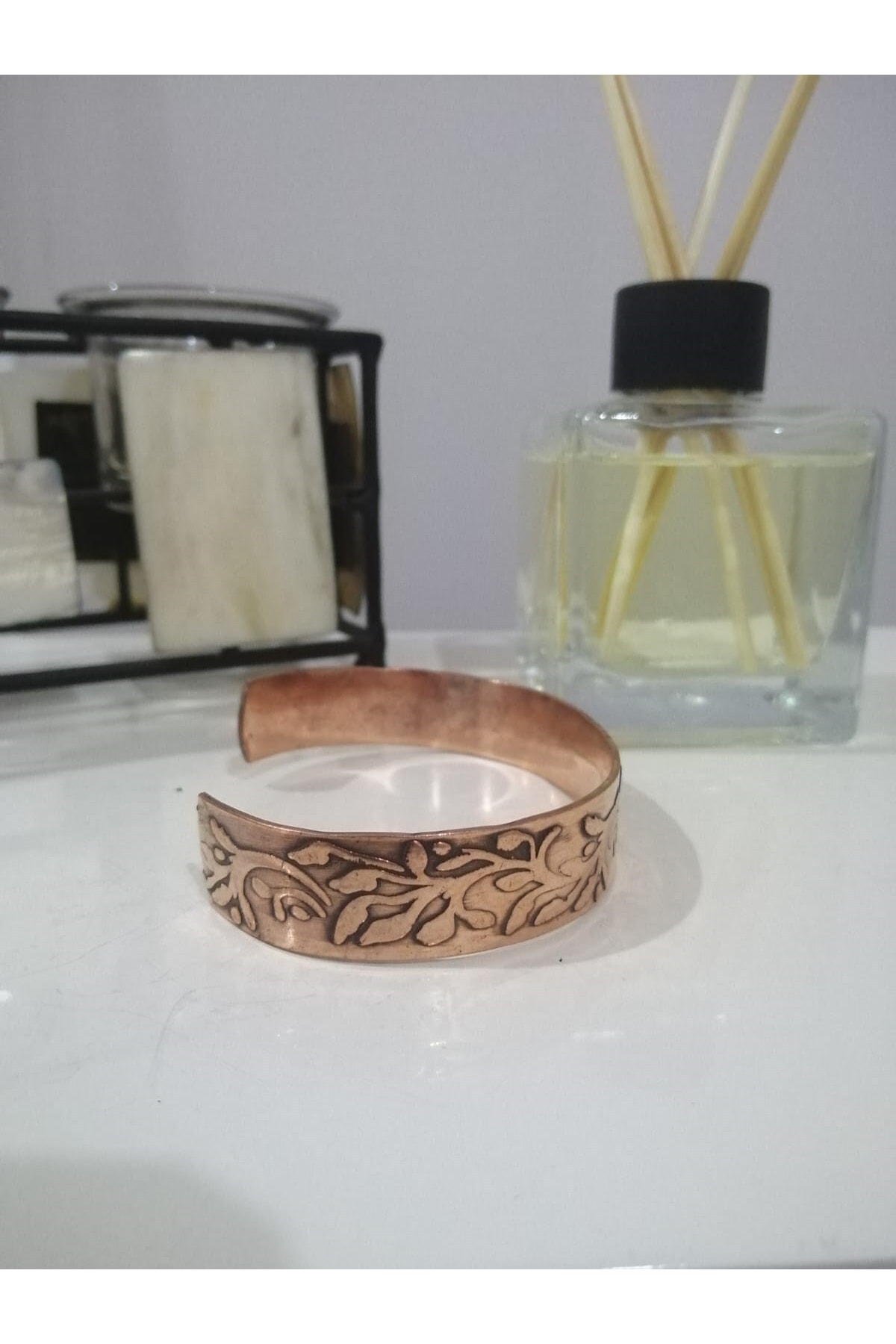 KAVELE Saf Bakır Enli Bileklik Motifli %100 Bakır Her Bileğe Uygun ...