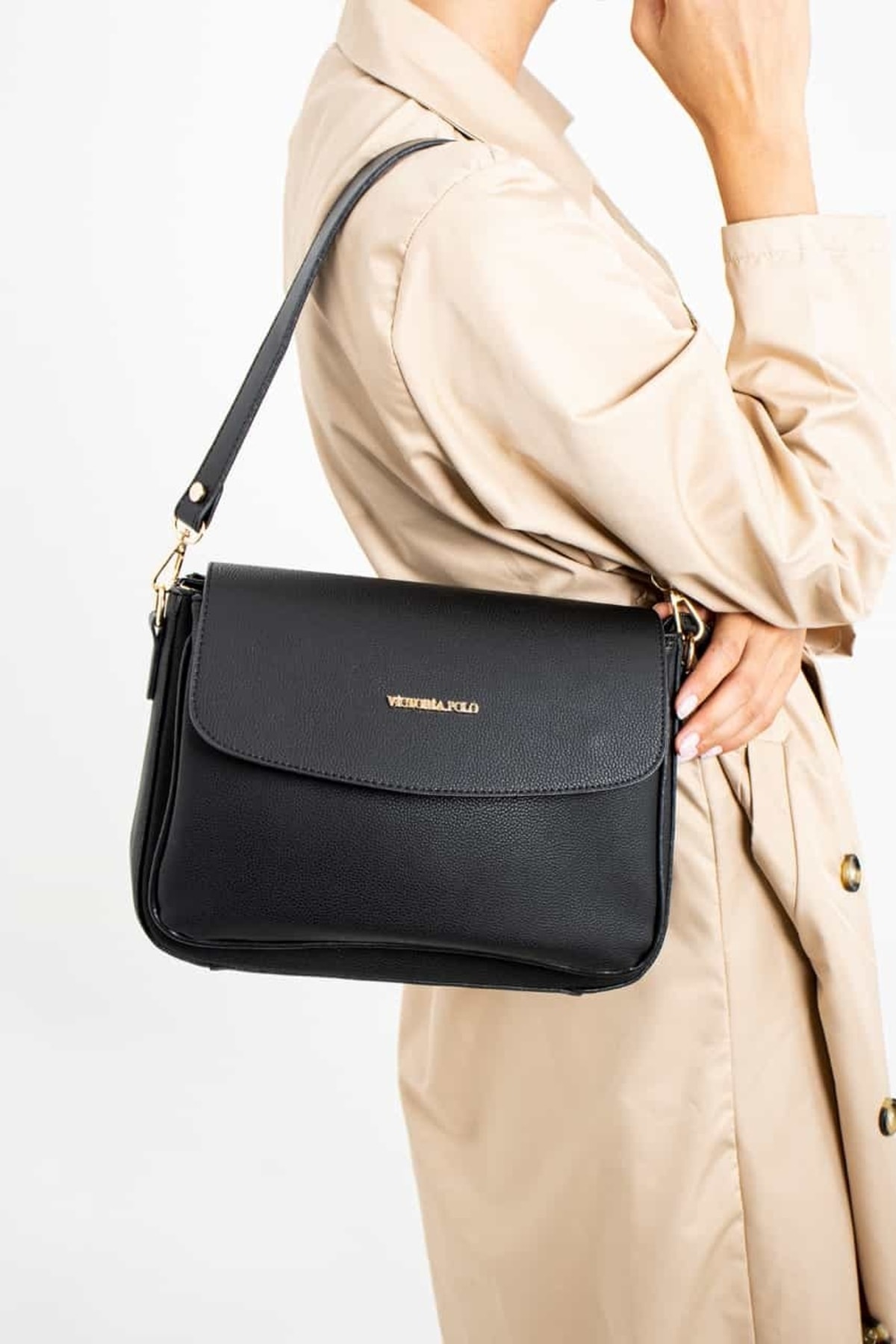 VİCTORİA POLO Kadın Siyah 5 Bölmeli Iki Askılı Kapaklı Çapraz Çantası ...