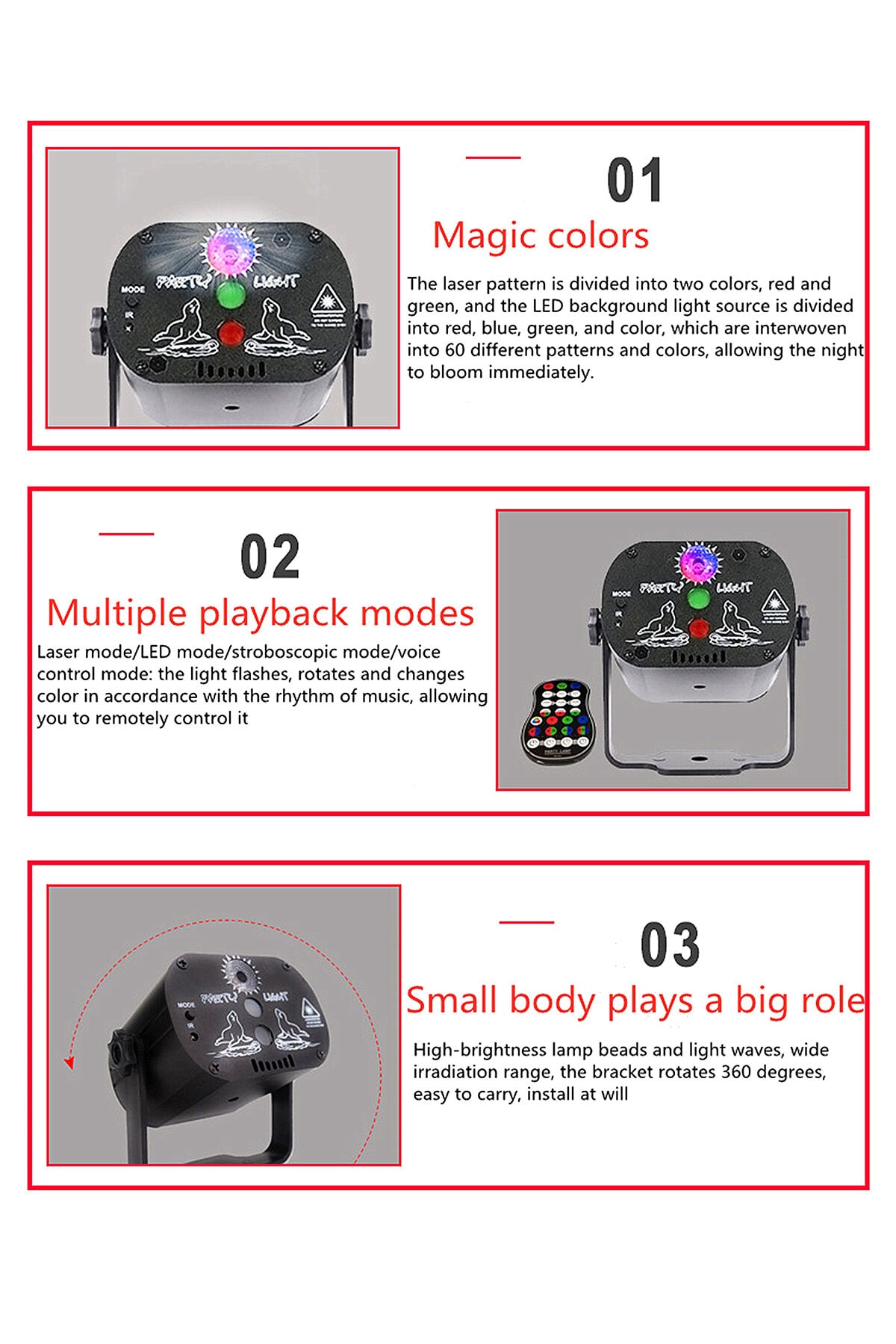 Sore Mini Rgb Disko Işık Dj Led Lazer Sahne Parti Projektörü Usb Disko ...