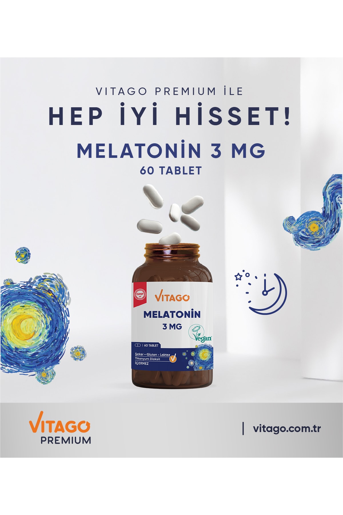 Vitago Premium Melatonin 3 Mg 60 Tablet Fiyatı, Yorumları - Trendyol