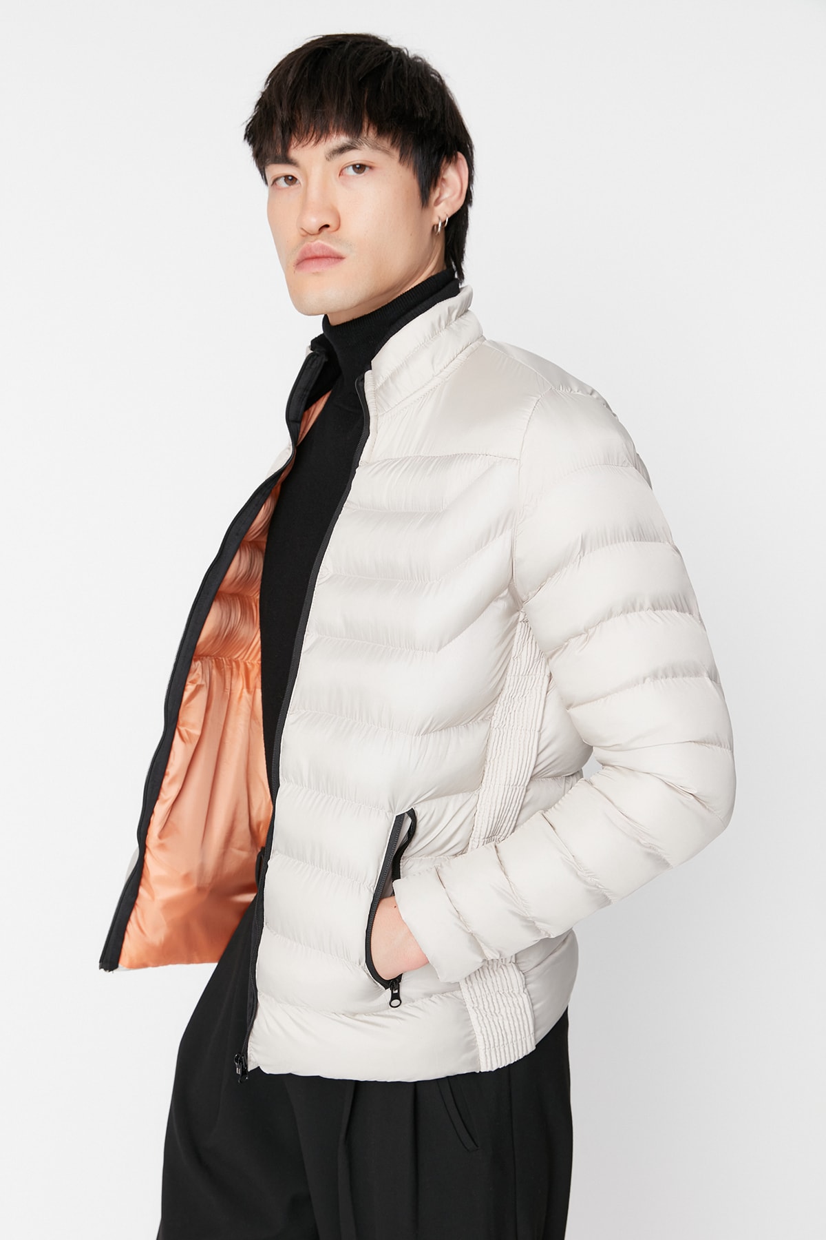 Trendyol Collection Stone Colored Puffer Jacket - Stand Collar, Water ...