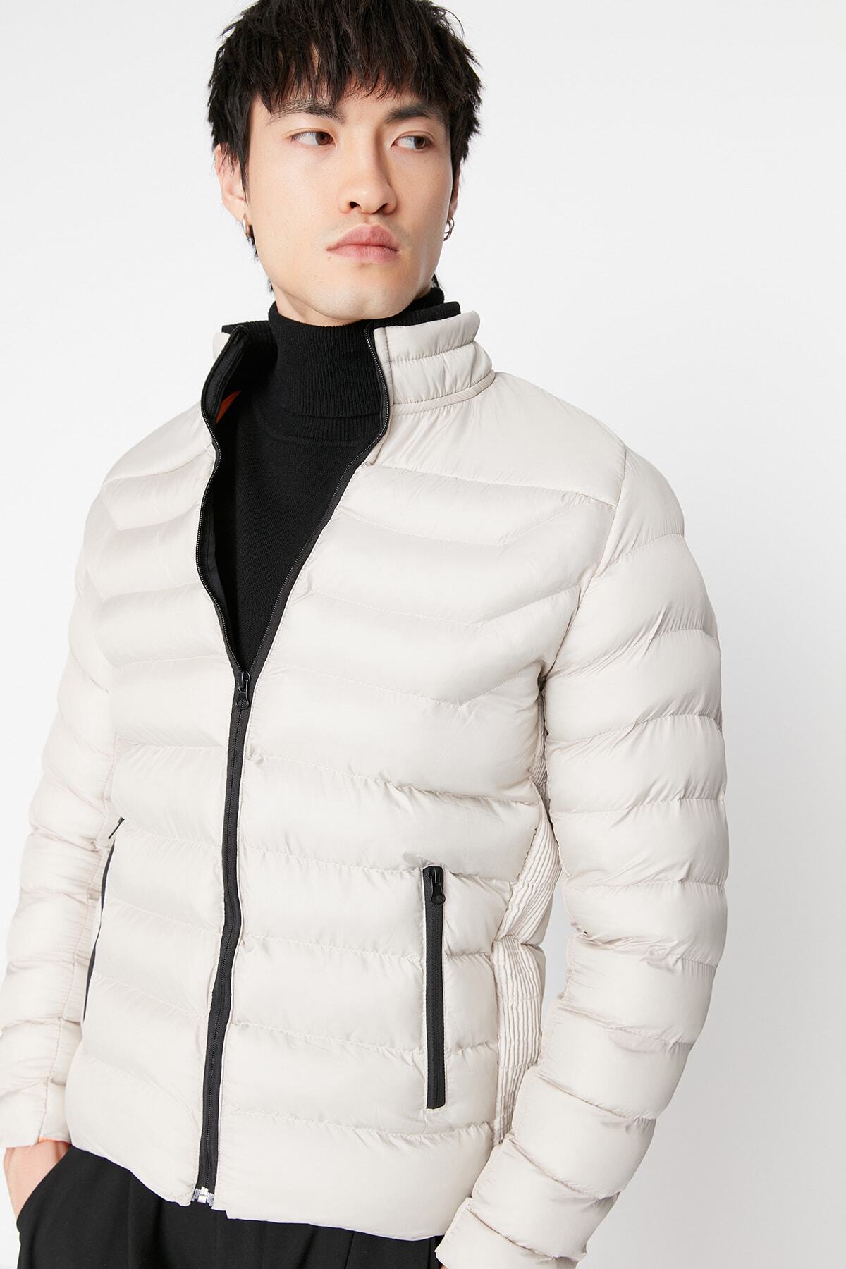 Trendyol Collection Stone Colored Puffer Jacket - Stand Collar, Water ...