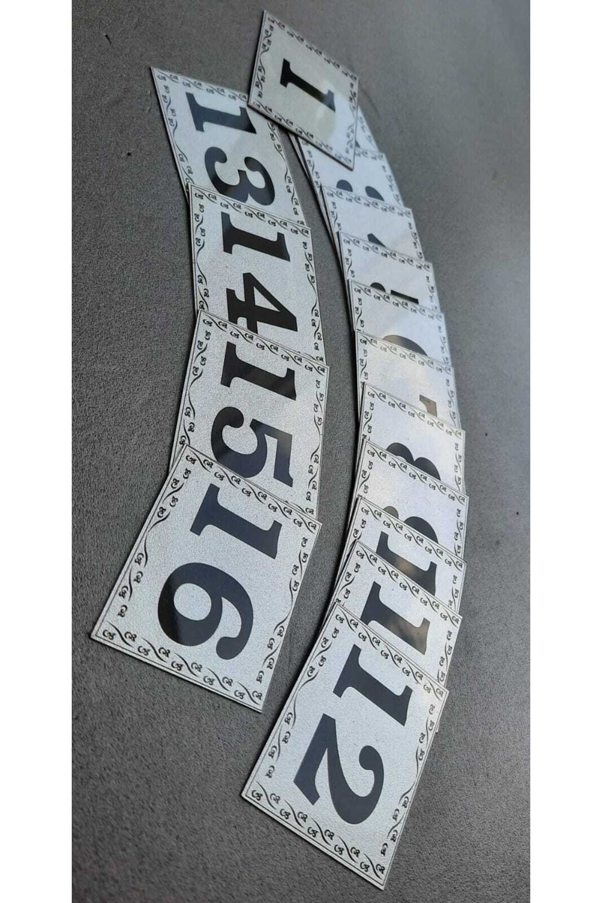 GENDEC Kapı Numarası 5.5x6.5 Cm Metalik Gümüş Gri Üzeri Siyah Baskı ...