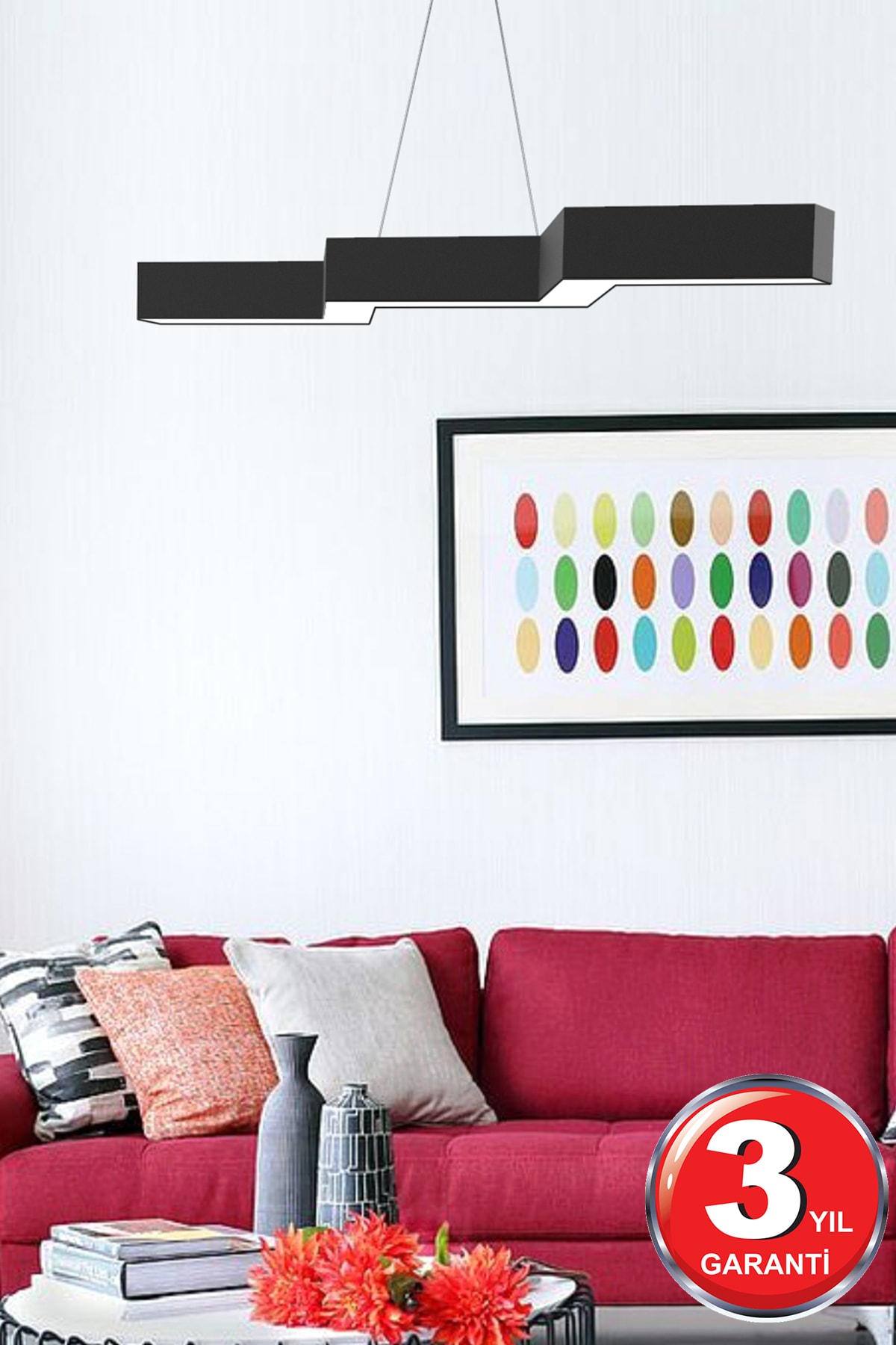 Hegza Lighting Sega ( Siyah Kasa, Beyaz Işık ) Ledli Modern Led Avize ...