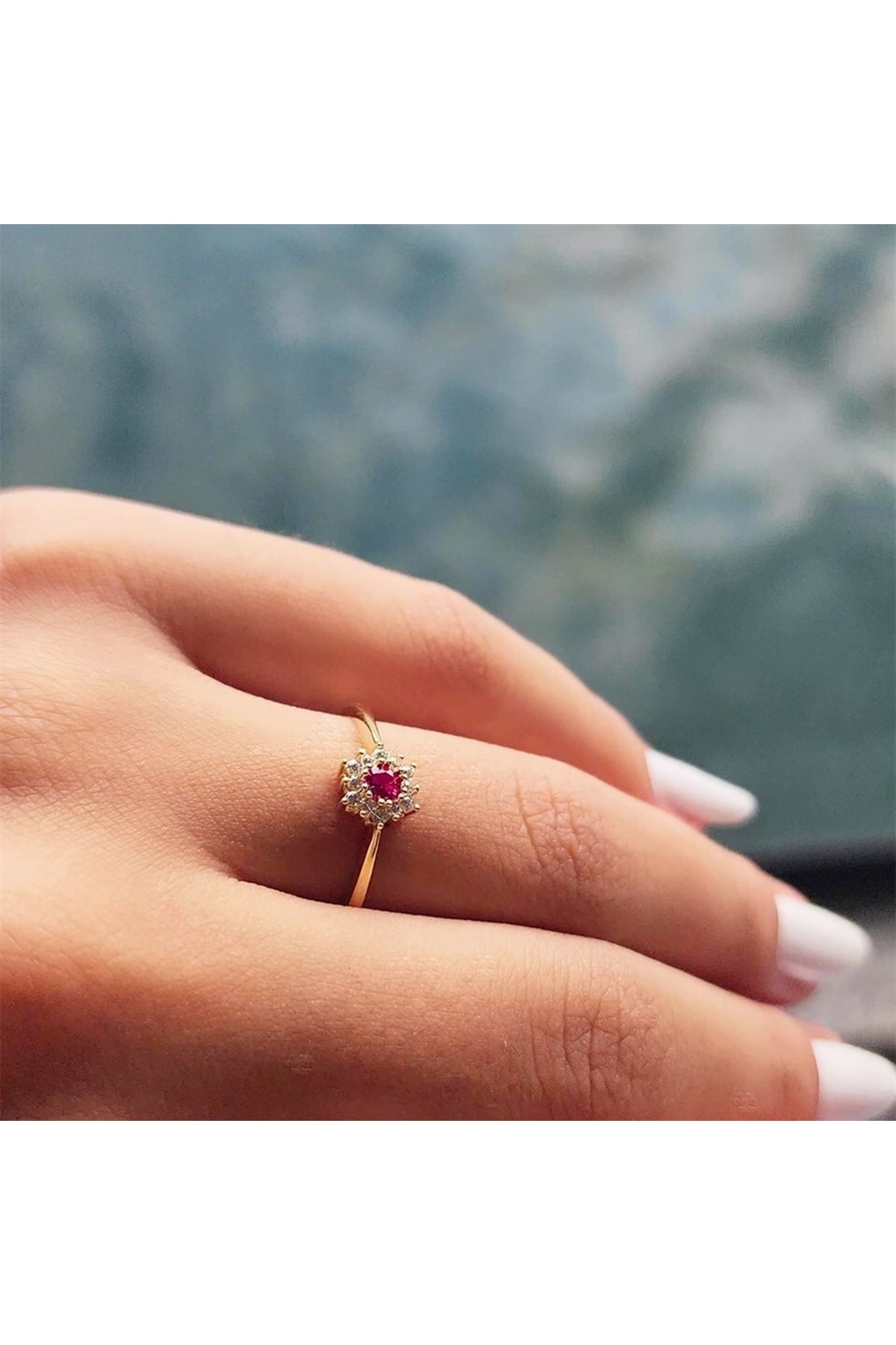 FasekGold Ruby (lal Taşı) Gül Evlilik Teklifi Yüzüğü Hediye 925 Ayar ...