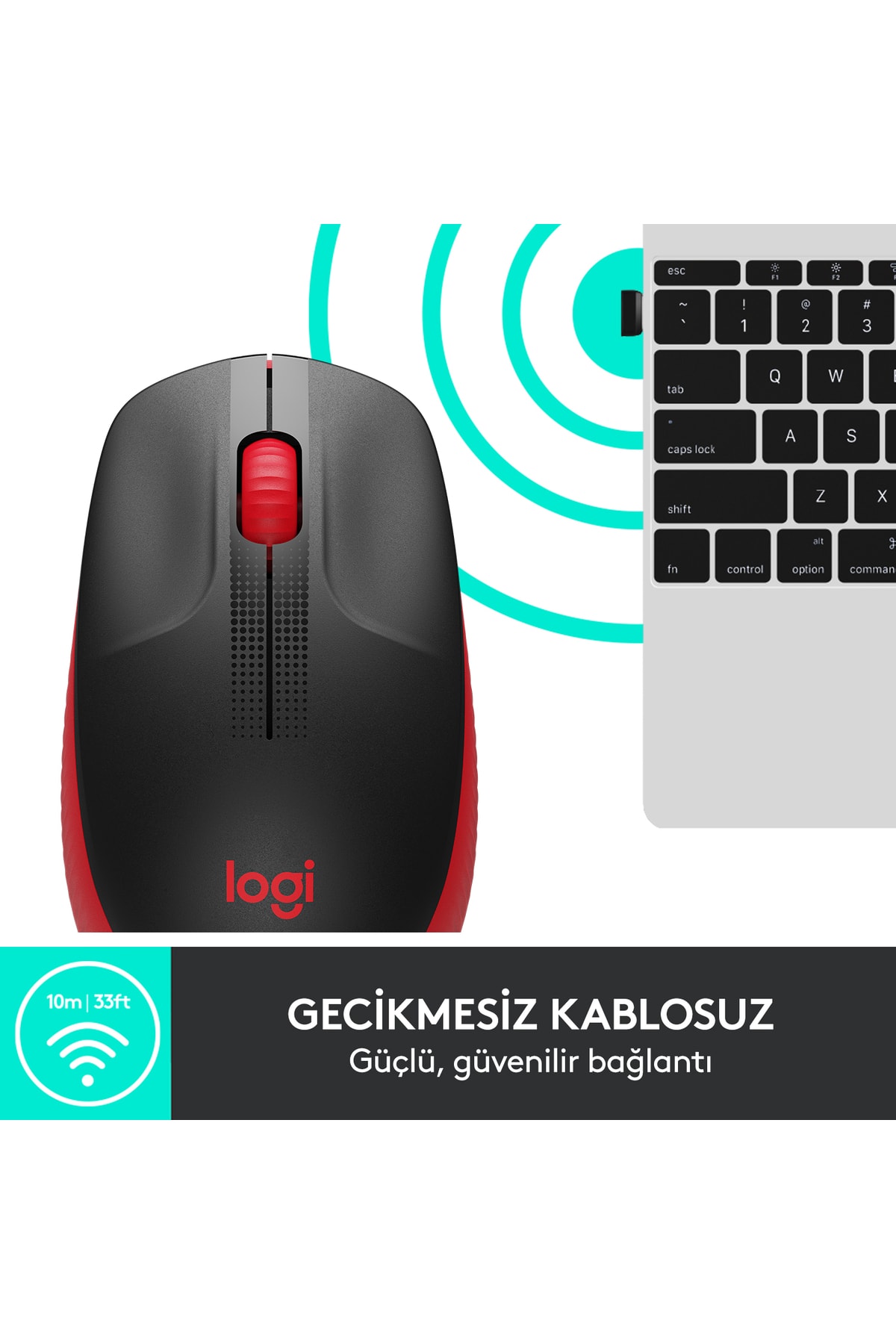 logitech Txxc Büyük Boy USB Alıcılı 1.000 DPI Kablosuz Mouse - Kırmızı ...