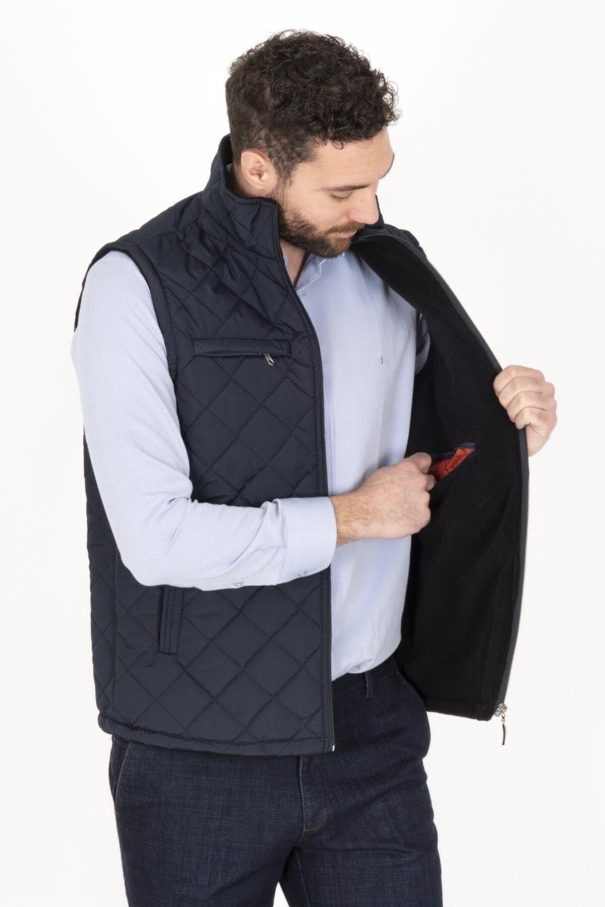 HeviStor Classic Cut Quilted Inflatable Vest with Fleece Inside Dad ...
