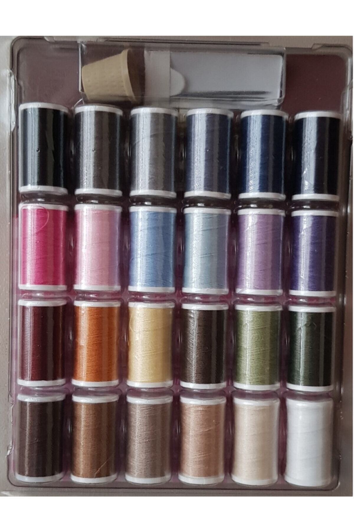 BALIM ÖRGÜ EVİ Mini Makaralar Dikiş Iplik Seti 24 Renkli Iğne Dikiş ...