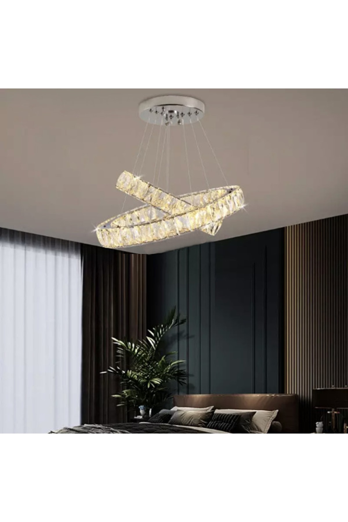 Fico Home Luxury Modern Sarkıt Kristal Taşlı Led Avize Kumandalı 3 Renk ...