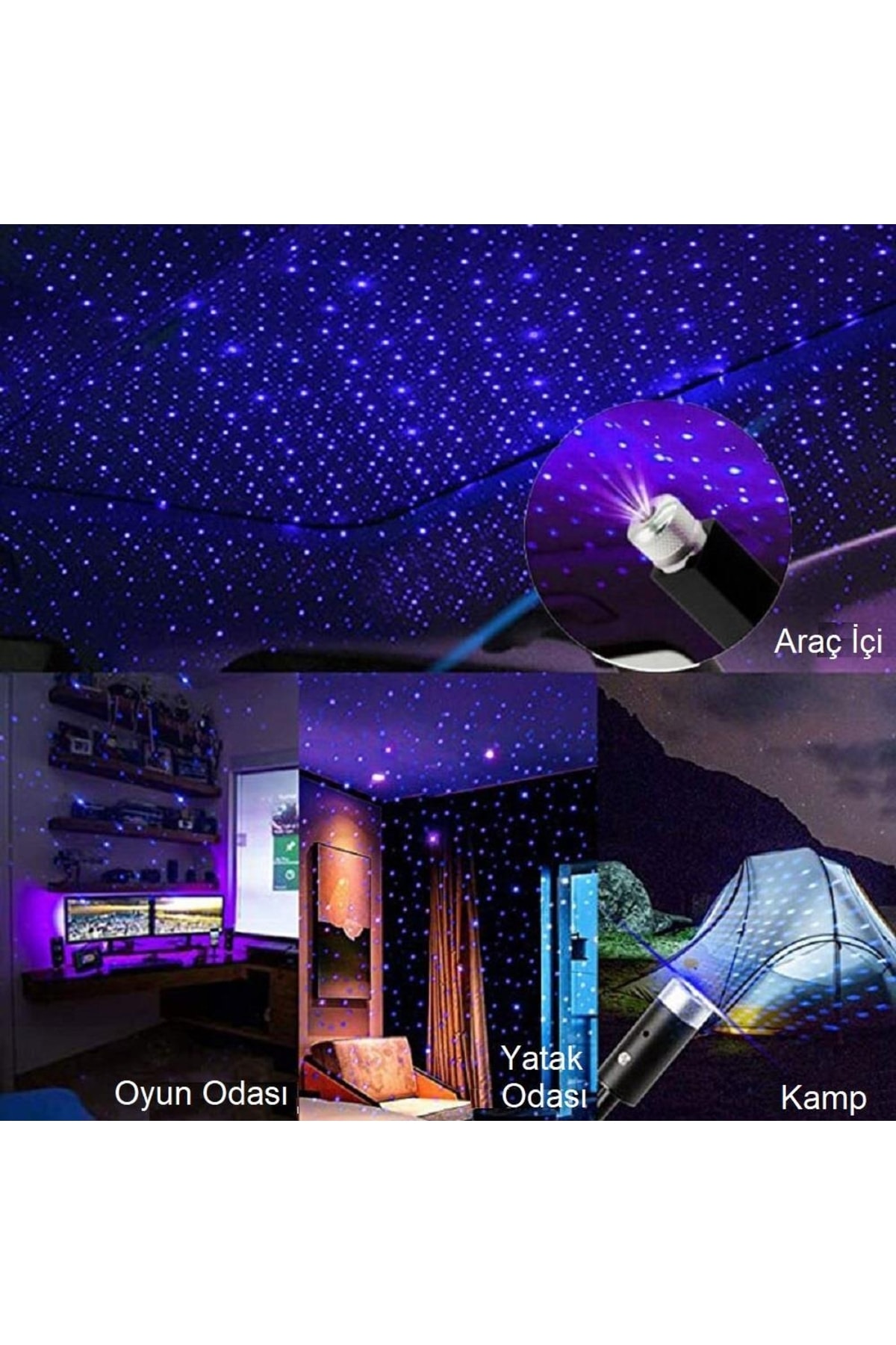 UpWay Usb Yıldızlı Dekoratif Led Işık Araç Içi Oda Mekan Süsleme Gece ...