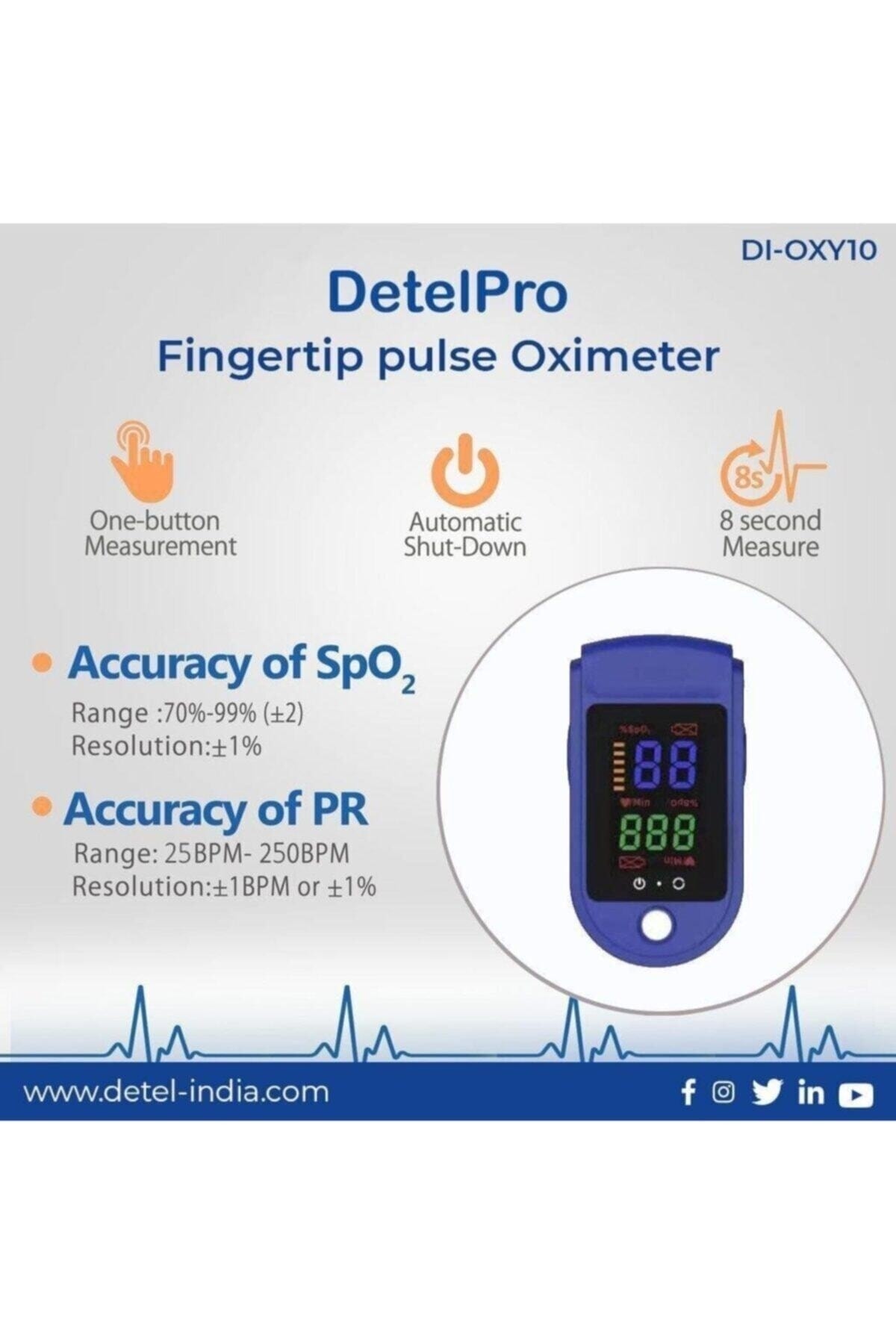 müge medikal Detel Pro Di-oxy10 Pulse Oksimetre Oksijen Nabız Ölçer ...