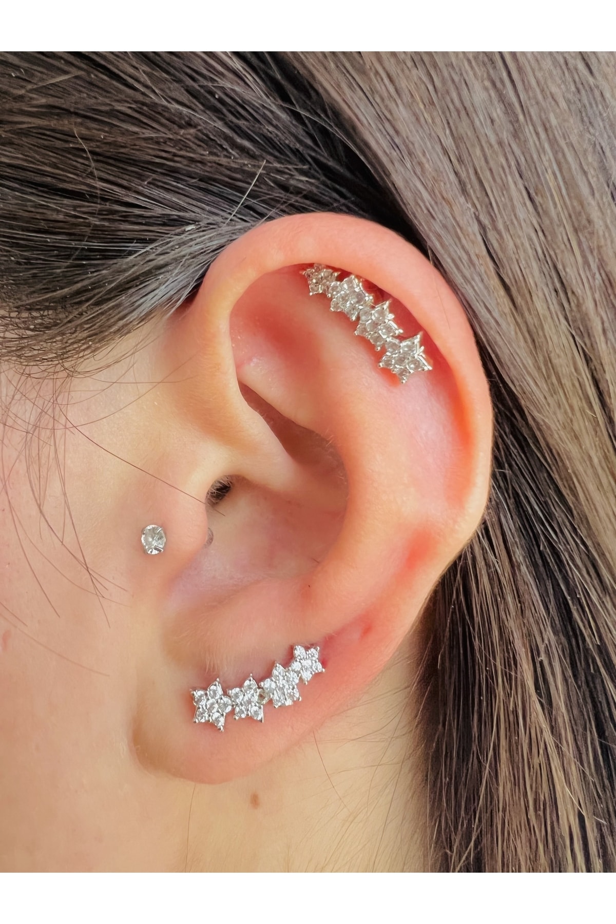BY DİLEK ÇETİN ACCESSORY Çelik Yıldız Model Kıkırdak Helix Tragus ...