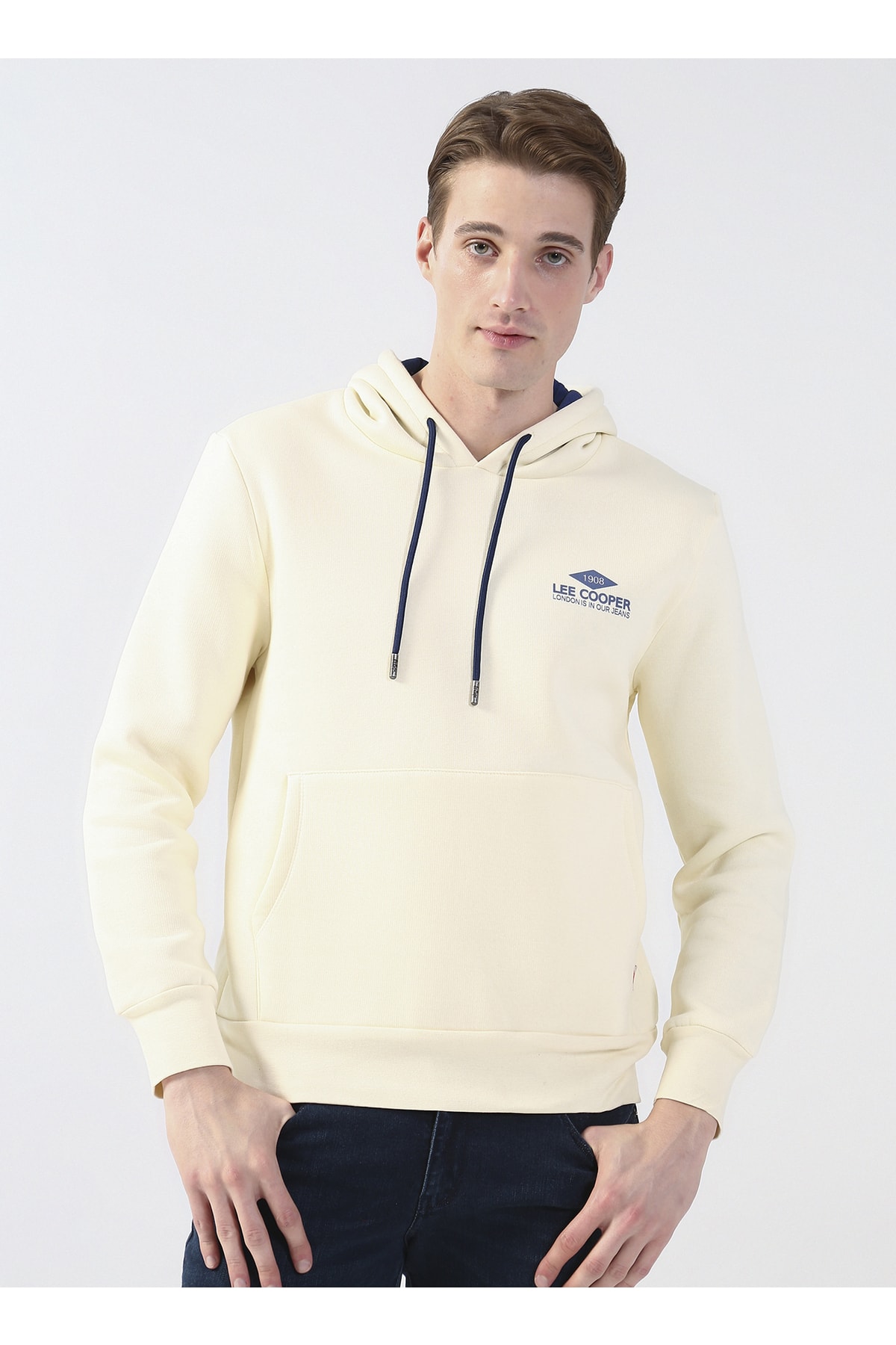 Lee Cooper Kapüşon Yaka Kırık Beyaz Erkek Sweatshırt 231 Lcm 241013 ...