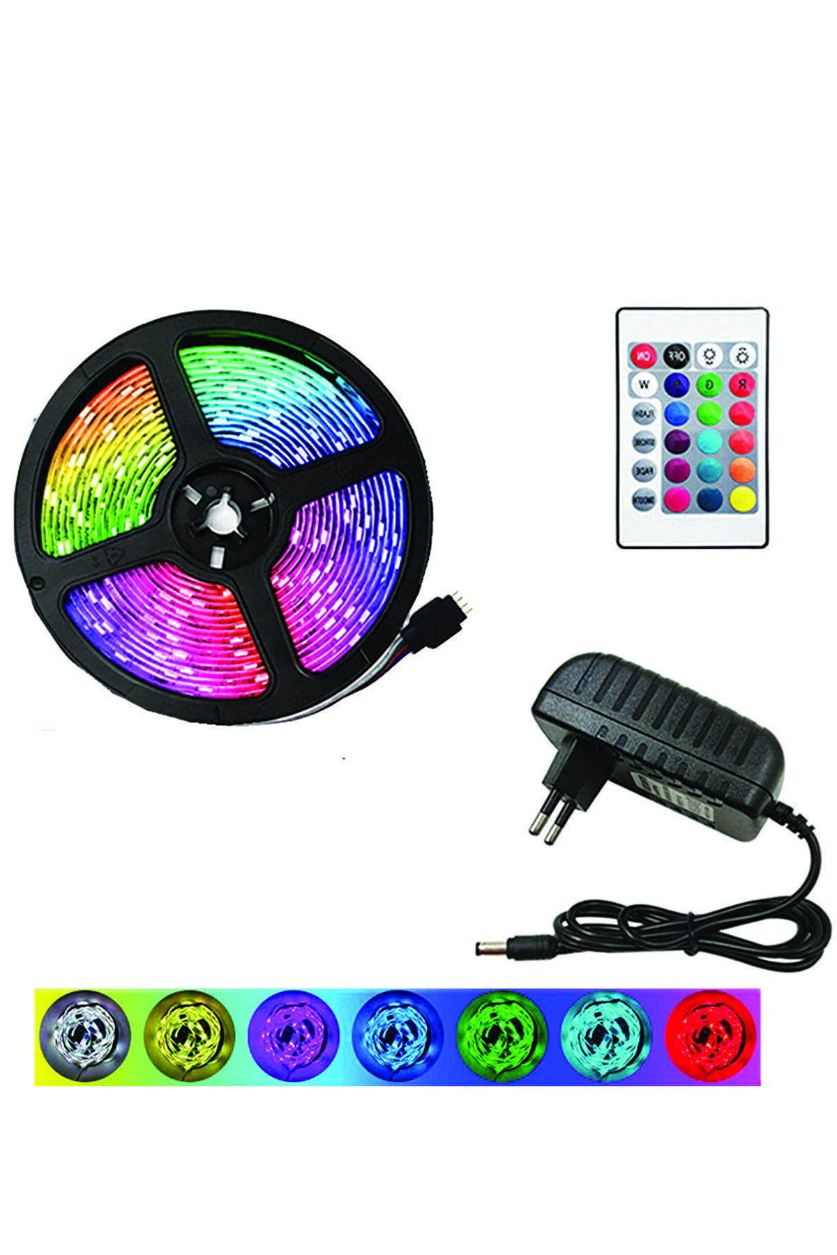 QAX Şerit Rgb Led Animasyonlu 5mt Kumandalı Yapışkan 12 Farklı Renk - Fiyatı, Yorumları