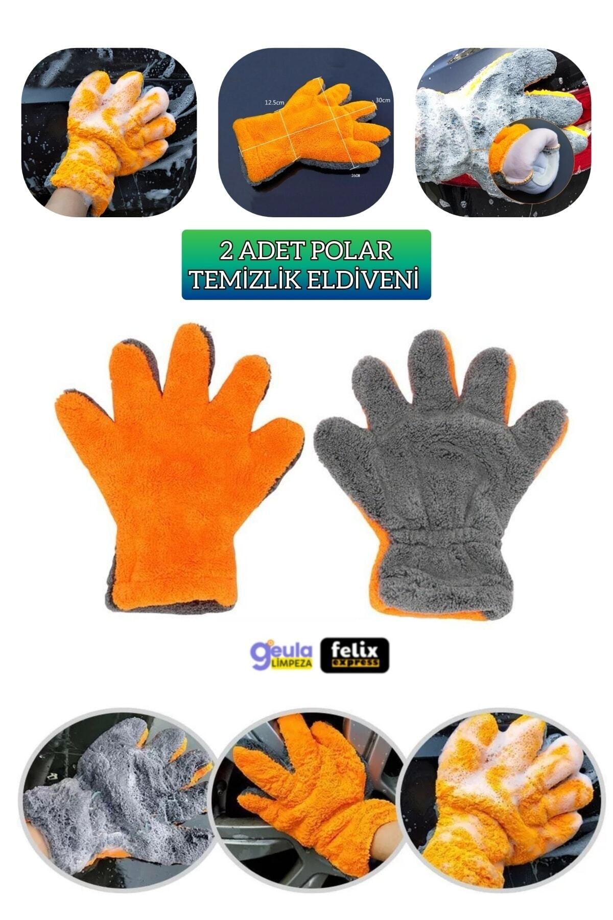 geula LİMPEZA 2 Adet Havlu Peluş Mikrofiber Yıkama Eldiven Mercan Polar ...