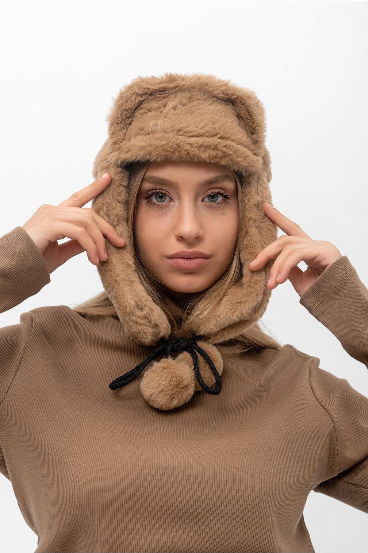 Saria Moda Kulaklıklı Ponpon Detay Kürk Kar Bere/sapka - Fiyatı, Yorumları