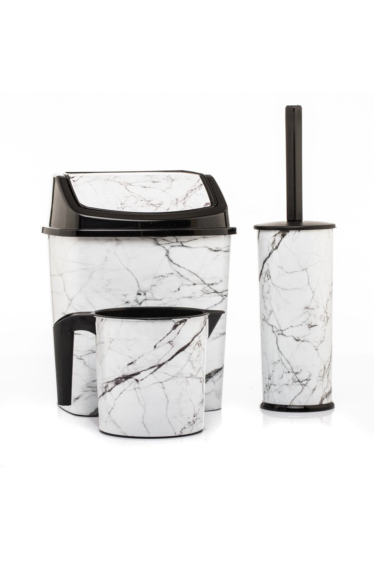 Genel Markalar Banyo Seti Çöp Kovası Wc Tuvalet Fırçası Maşrapa 3'lü ...