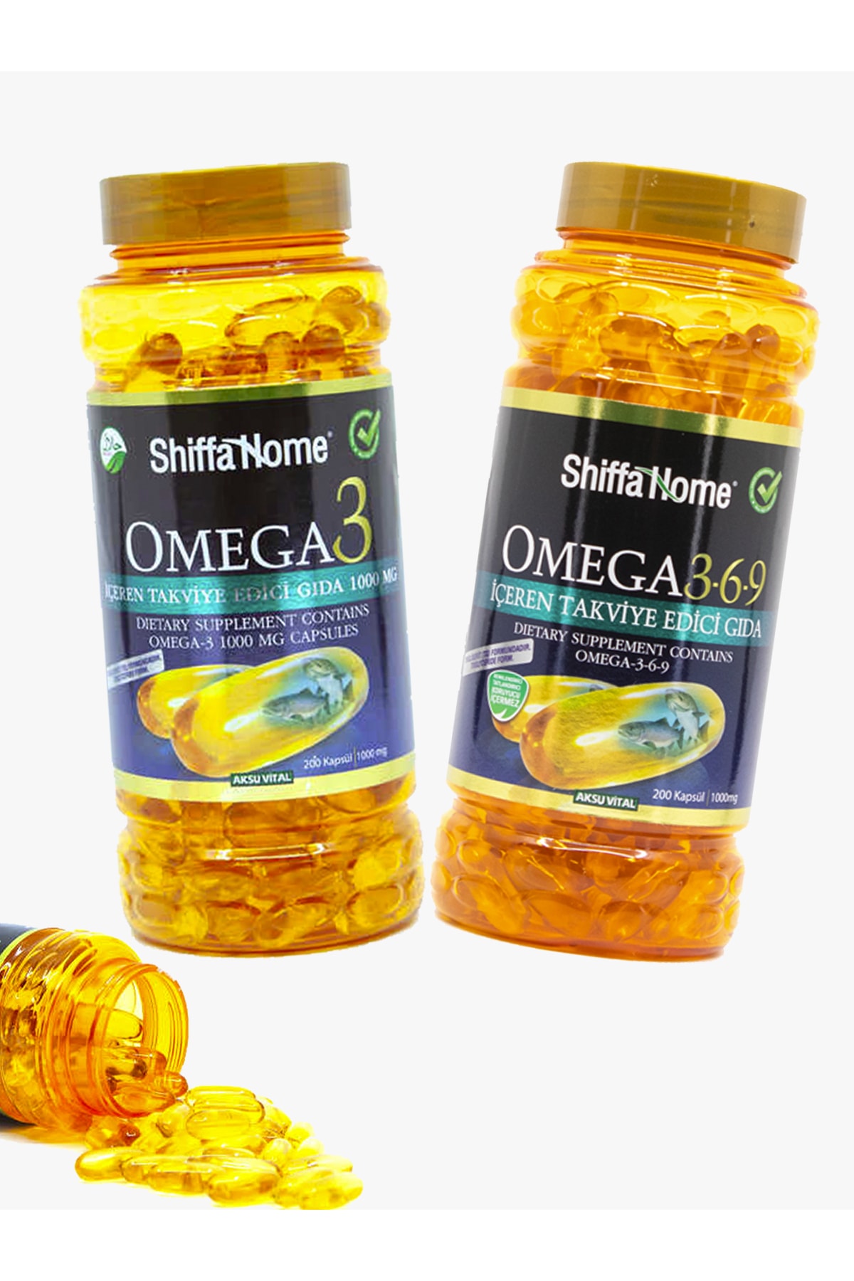 Shiffa Home Omega 3 - 200 Kapsül + Omega 3 6 9 - 200 Kapsül Balık Yağı ...