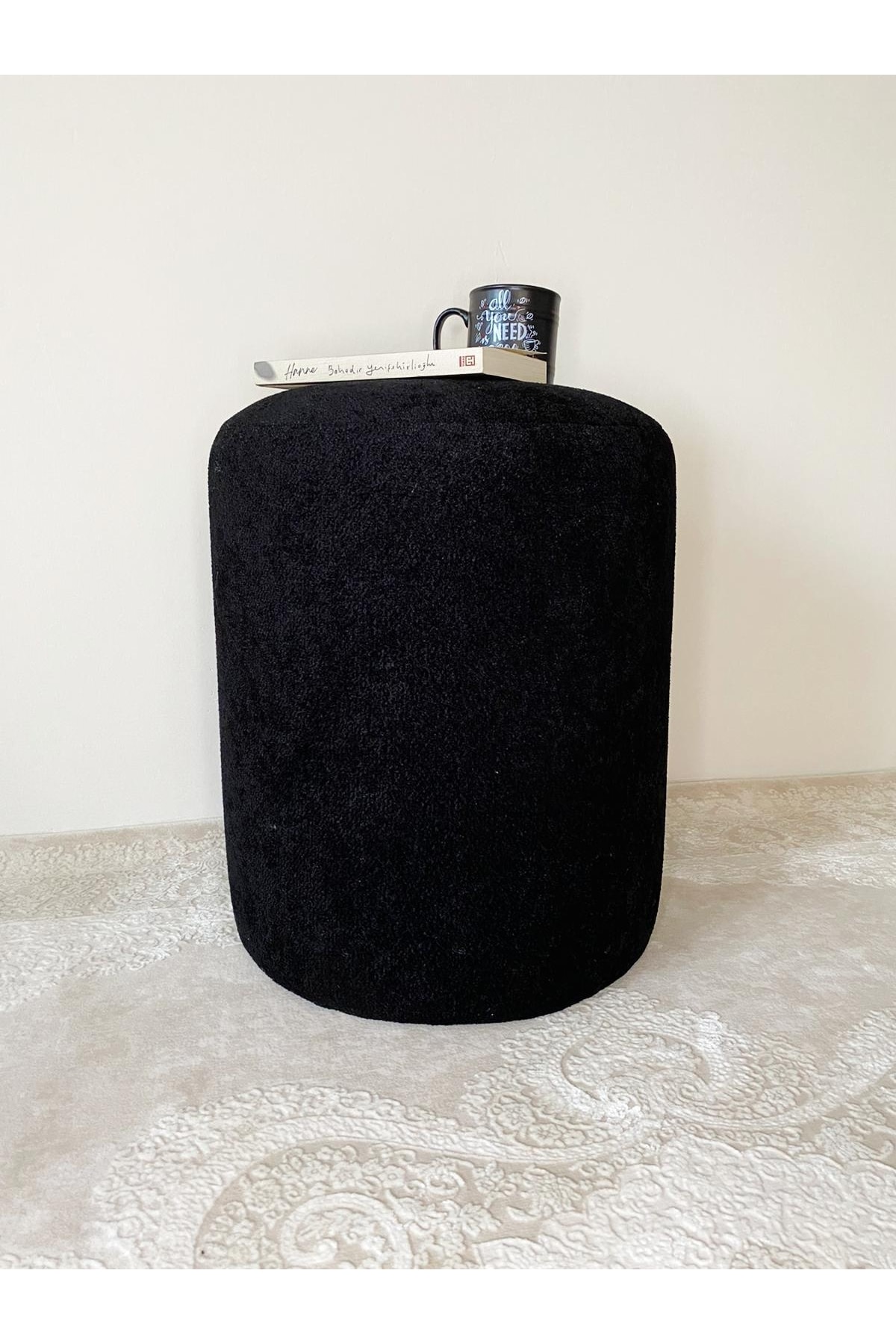 berjeriX Puf Tabure Teddy Kumaş Kırık Beyaz Makyaj Pufu Puf Sandalye Ayak Uzatma Pufu Fiyatı ...