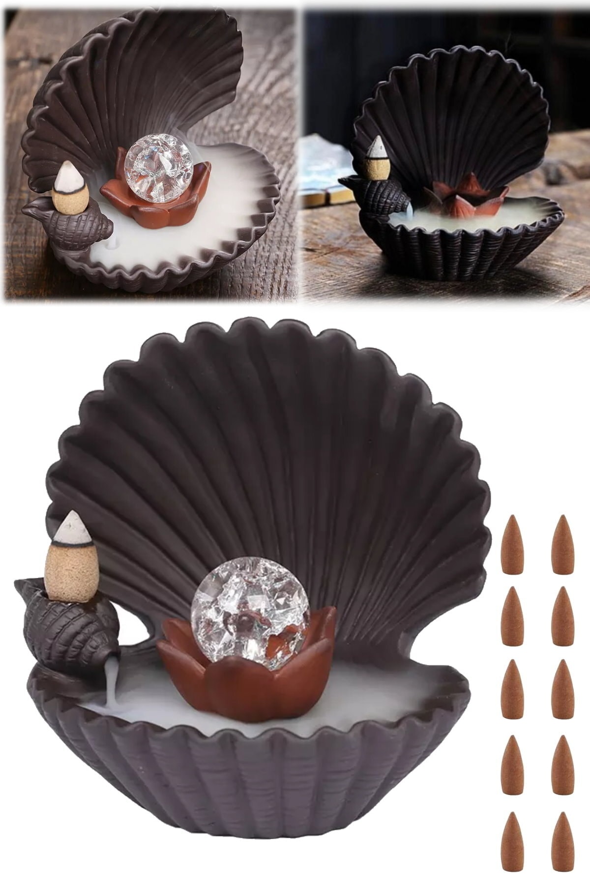 Utelips Midye Inci Görünümlü Hediyelik Şelale Geri Akışlı Tütsülük ...