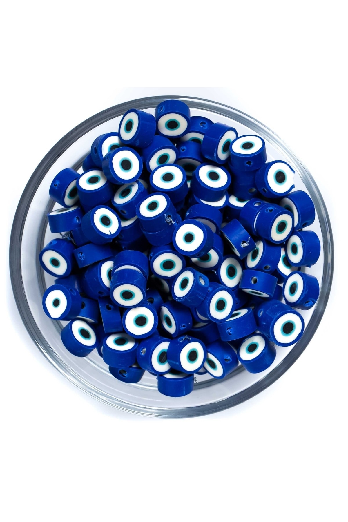 yfhobi 10 Adet - Polimer Fimo Boncuk, Mavi Renkli Nazar Desenli Yuvarlak Polimer Kil Boncuk. 1 ...