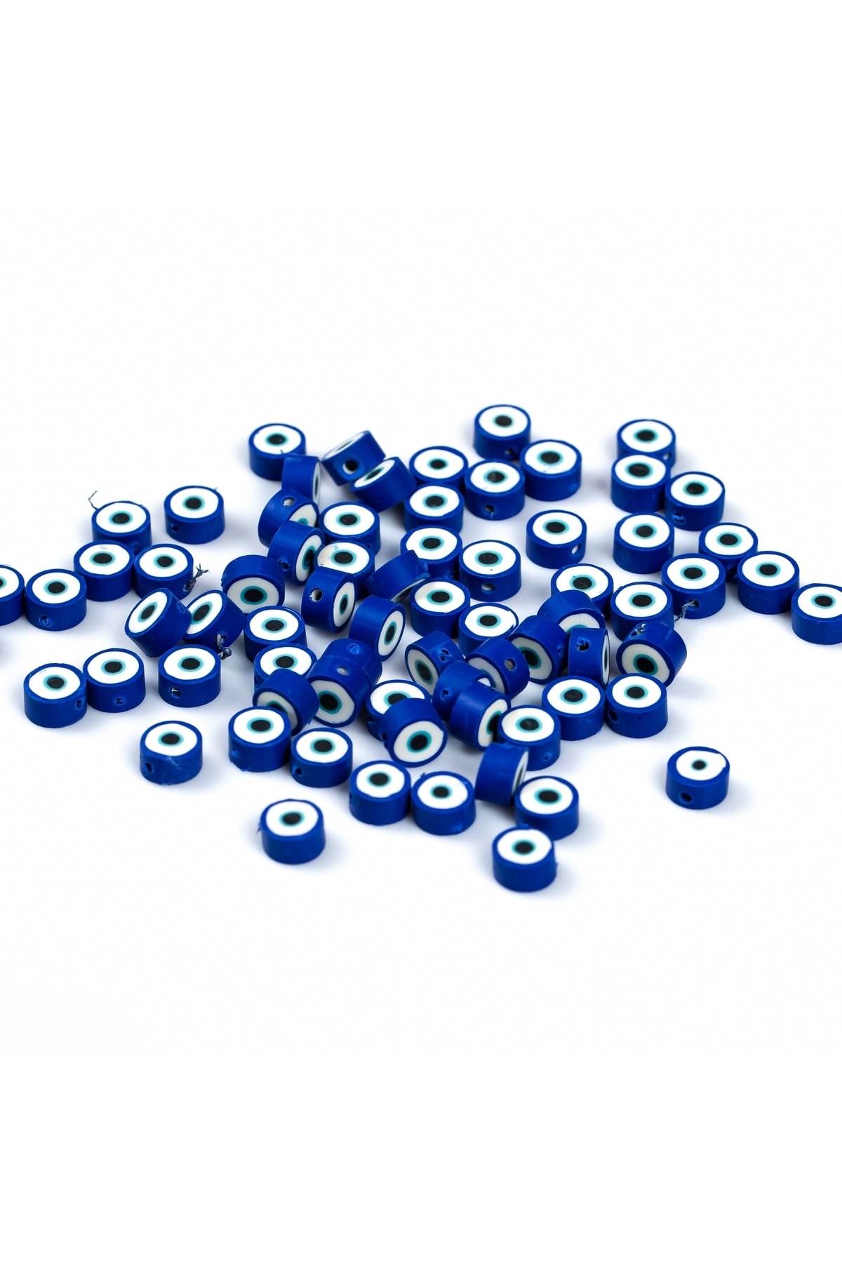 yfhobi 10 Adet - Polimer Fimo Boncuk, Mavi Renkli Nazar Desenli Yuvarlak Polimer Kil Boncuk. 1 ...