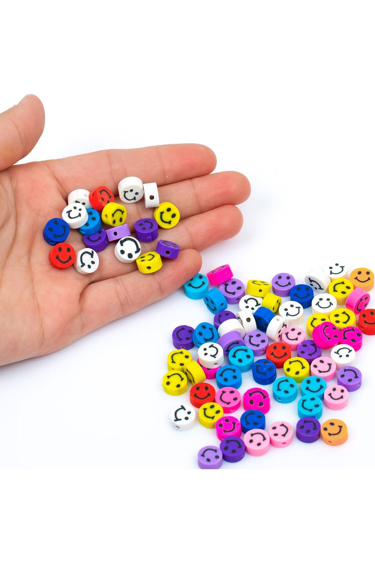 yfhobi 10 Adet - Polimer Fimo Boncuk, Karışık Renkli Gülenyüz Figürlü Polimer Kil Boncuk. 1 ...