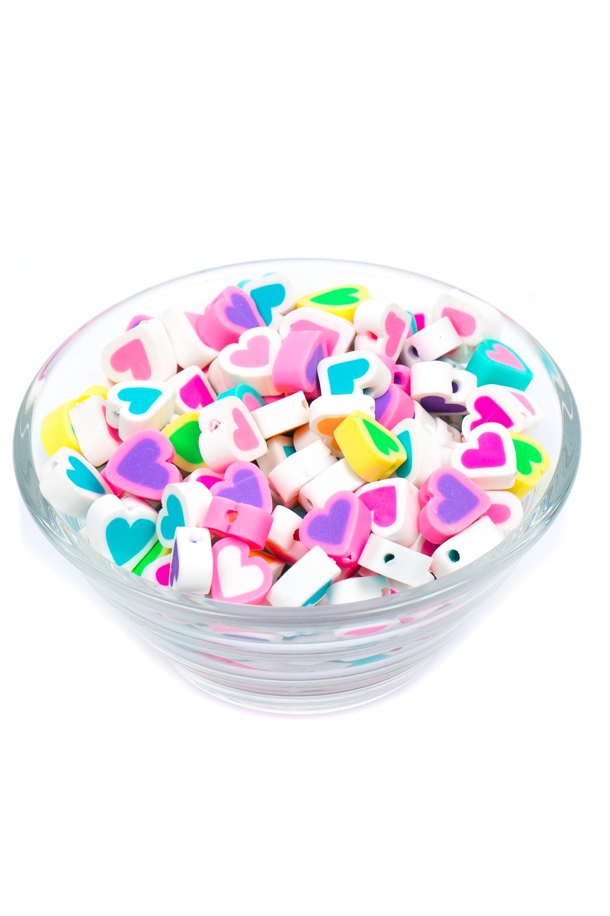 yfhobi 10 Adet - Polimer Fimo Boncuk, Karışık Renkli Kalp Figürlü Polimer Kil Boncuk. 1. Kalite ...