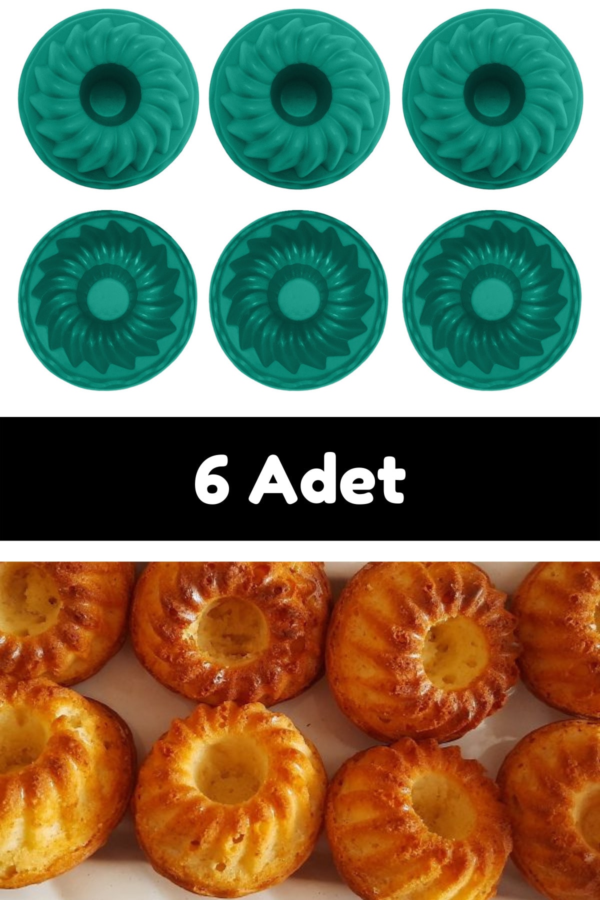 Kitchen Design Lab Yeşil 6'lı Silikon Mini Kek Kalıbı - Muffin Kalıbı 6 ...