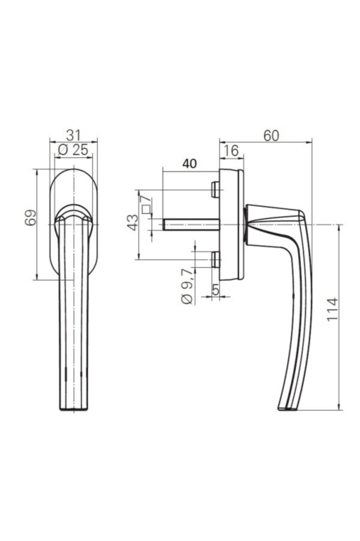 Genel Markalar Line Secustik Pimapen Pencere Kolu Eloksal Kahve - Sol ...