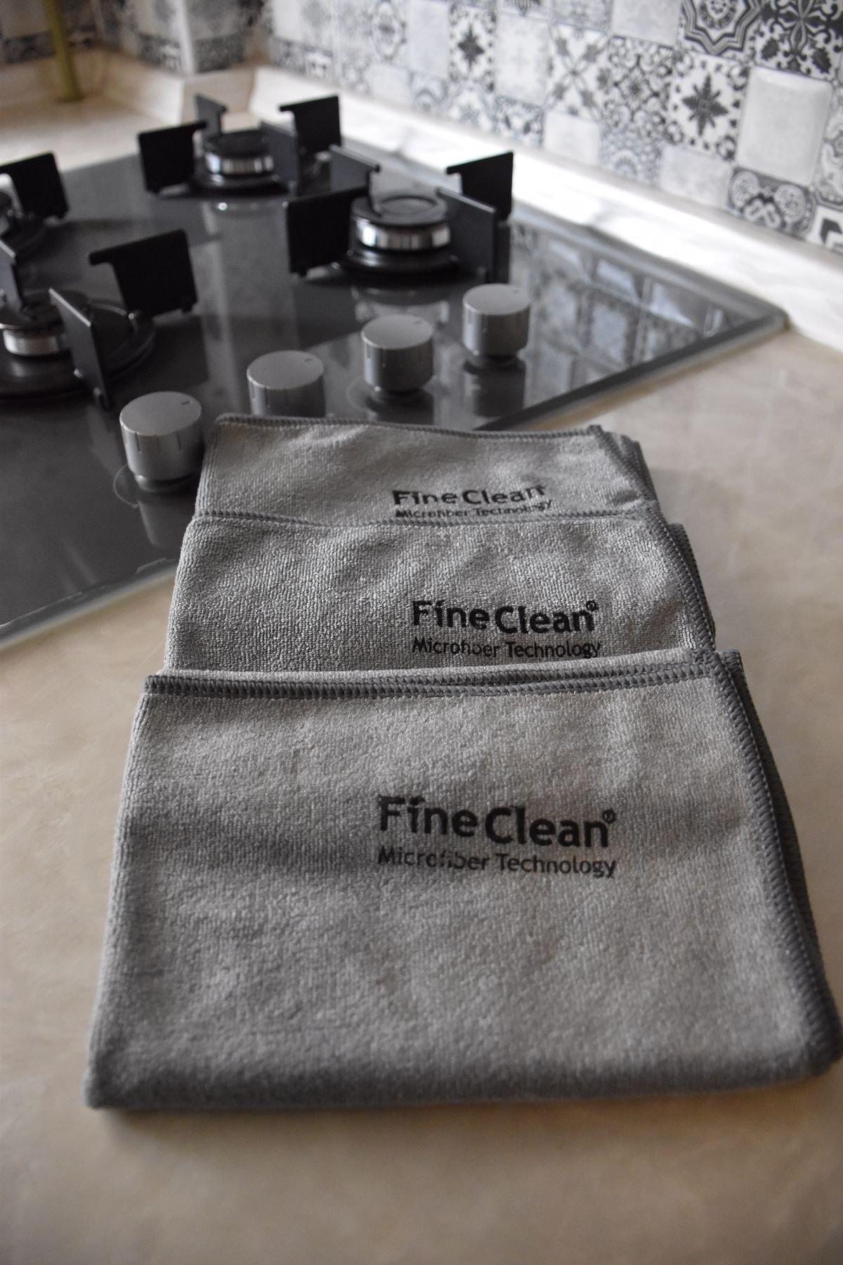 Fine Clean ( 3 Adet ) Gri Mikrofiber Sihirli Yağ Ankastire Ocak ...