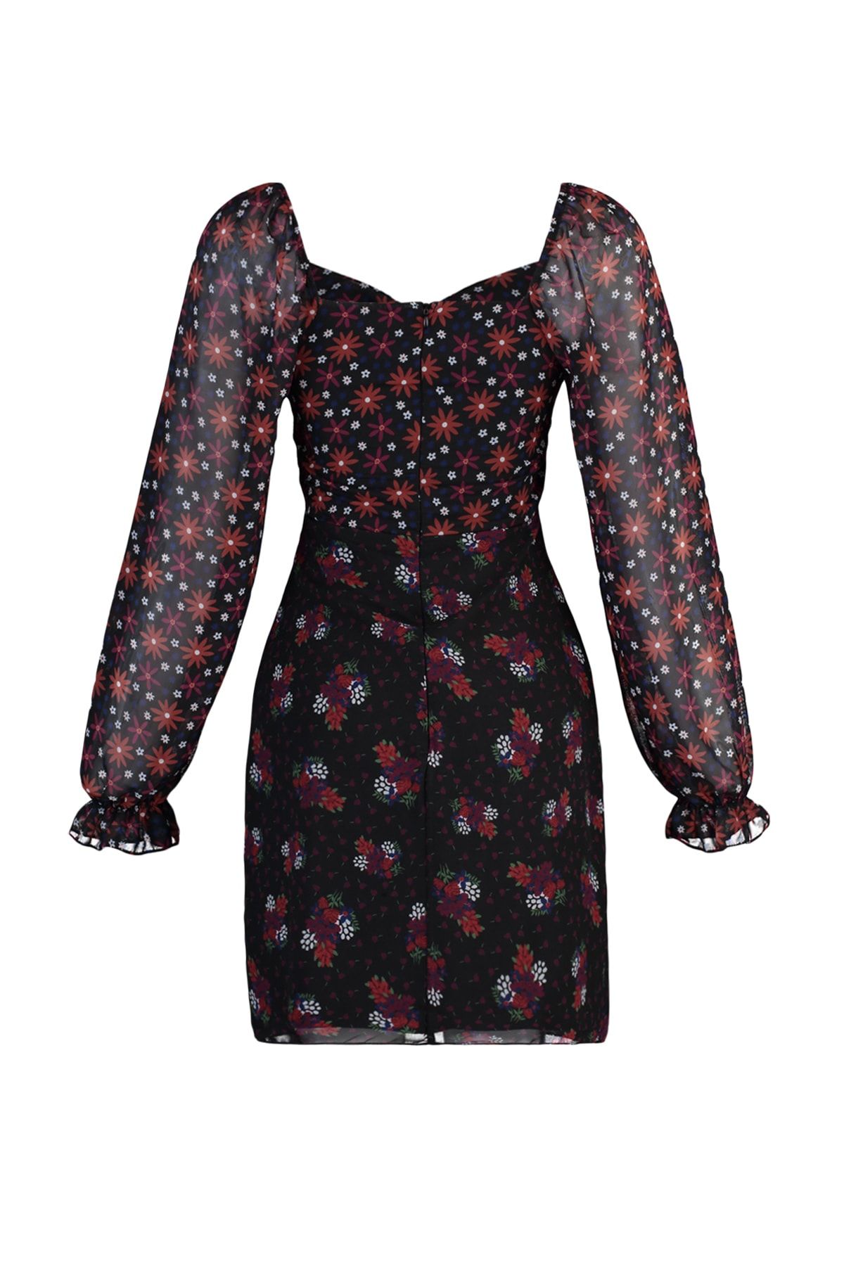 Trendyol Collection Schwarzes Webkleid Mit Mustermix Twoaw23el01019
