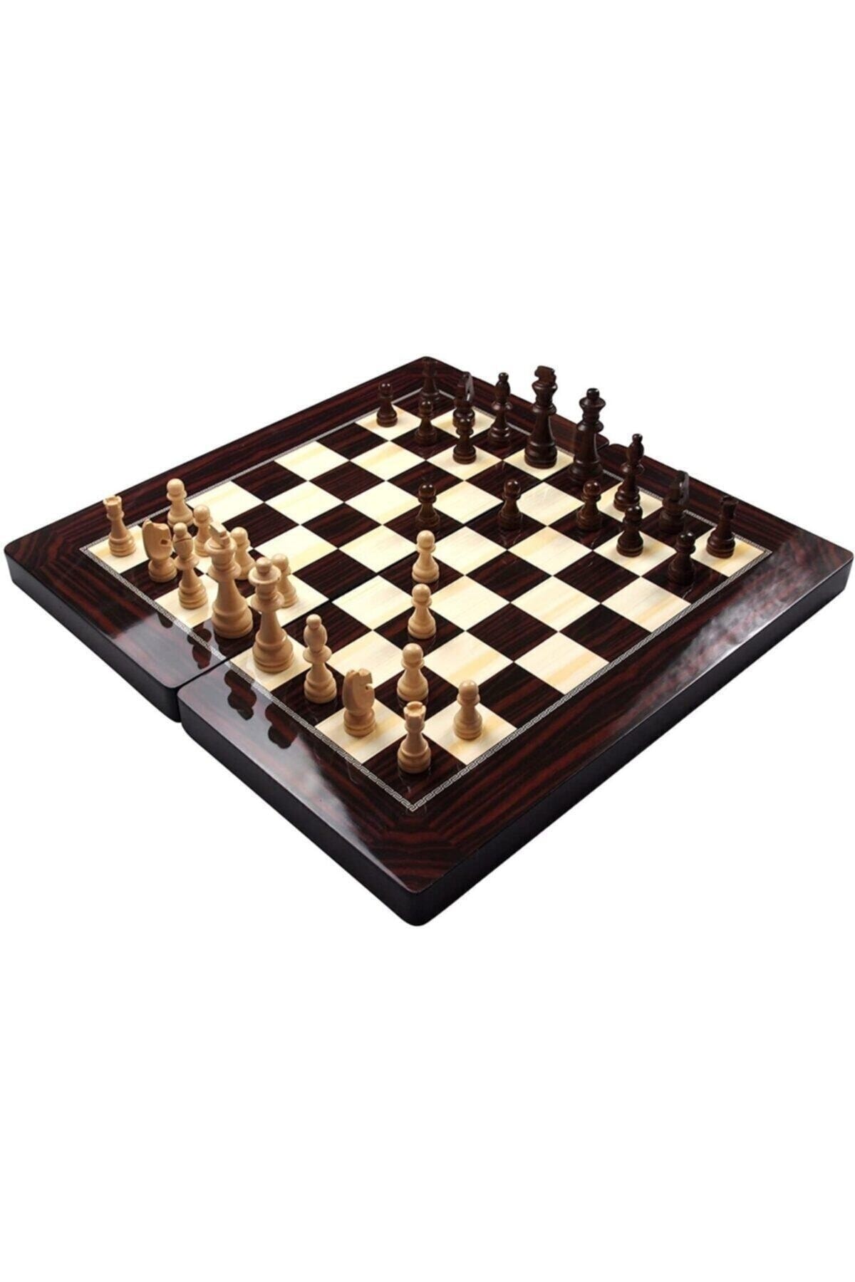 megame Ahşap Polyester Cila Kaplama Satranç Tavla Dama Set Vernikli ...