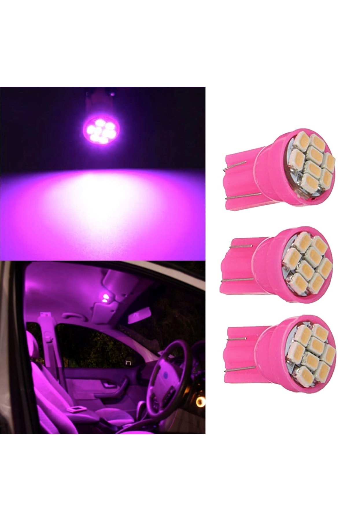 BALP 2 Adet Pembe Renk Mini Dipsiz T10 Led Park Ampulü 8 Ledli - Fiyatı ...