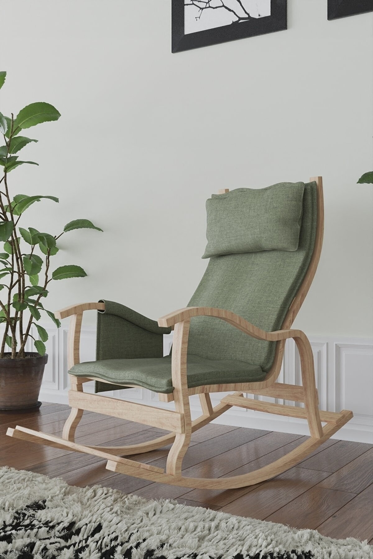 THEJAN Doğal Ahşap Sallanan Sandalye Yeşil Fiyatı, Yorumları - Trendyol