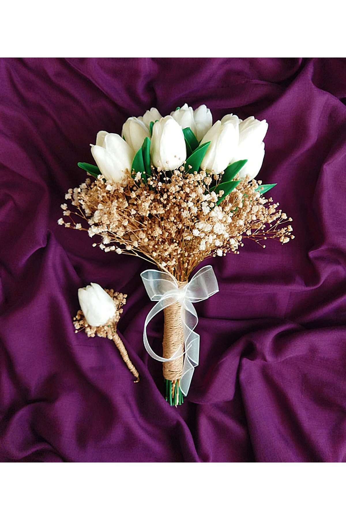 Hayalperest boncuk Beyaz Islak Lale Özel Tasarım Aranjman Gelin Nişan ...