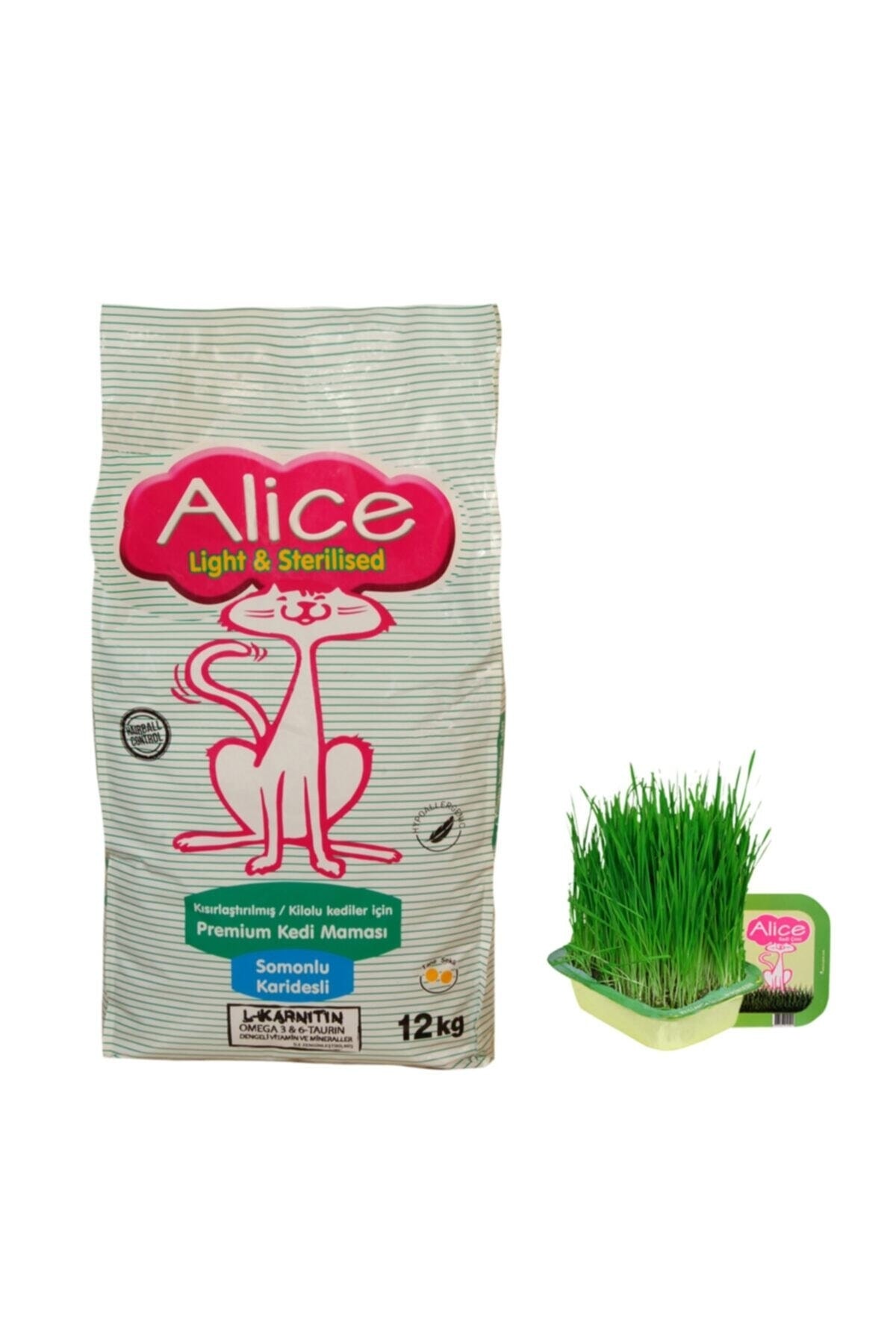 Alice Light & Sterilised Somonlu Karidesli Kedi Maması 12 Kg Ve Kedi ...
