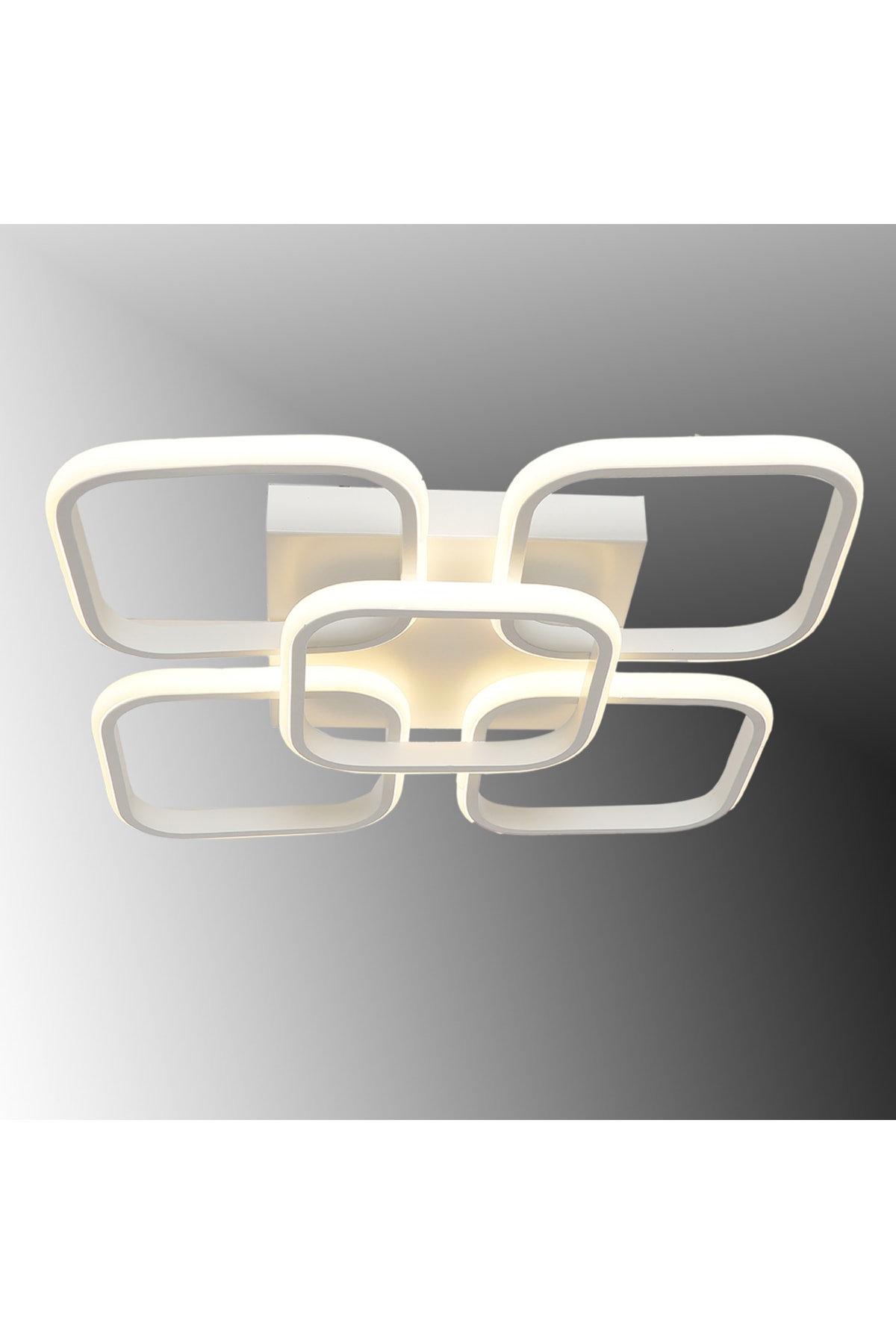 TT AYDINLATMA Tt302-4+1-by Kare Mat Beyaz 5 Li ( Sarı Işık ) Led Avize ...