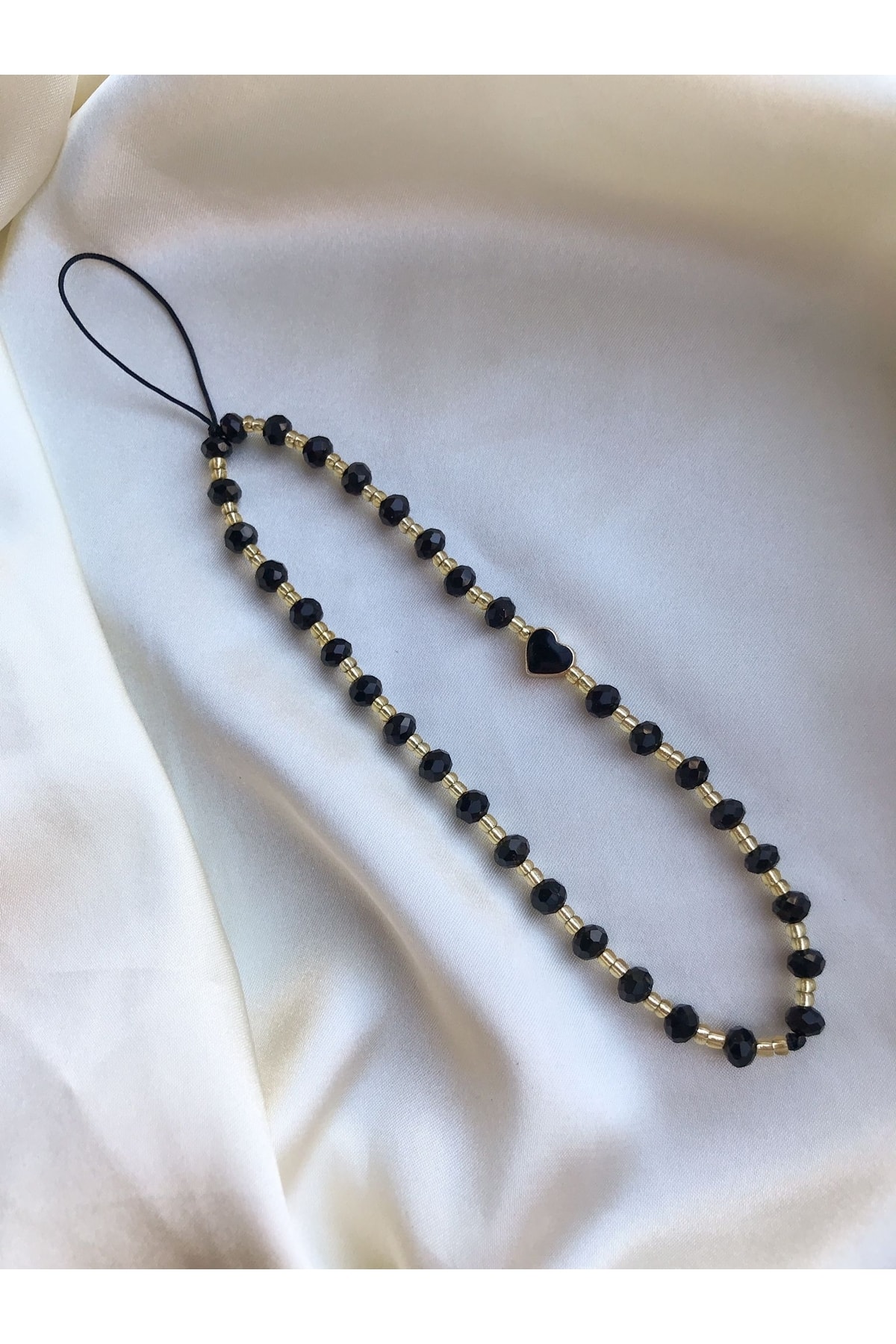 PEONY - peonyofficiall Siyah Mineli Kalp Ve Kristal Detaylı Gold ...