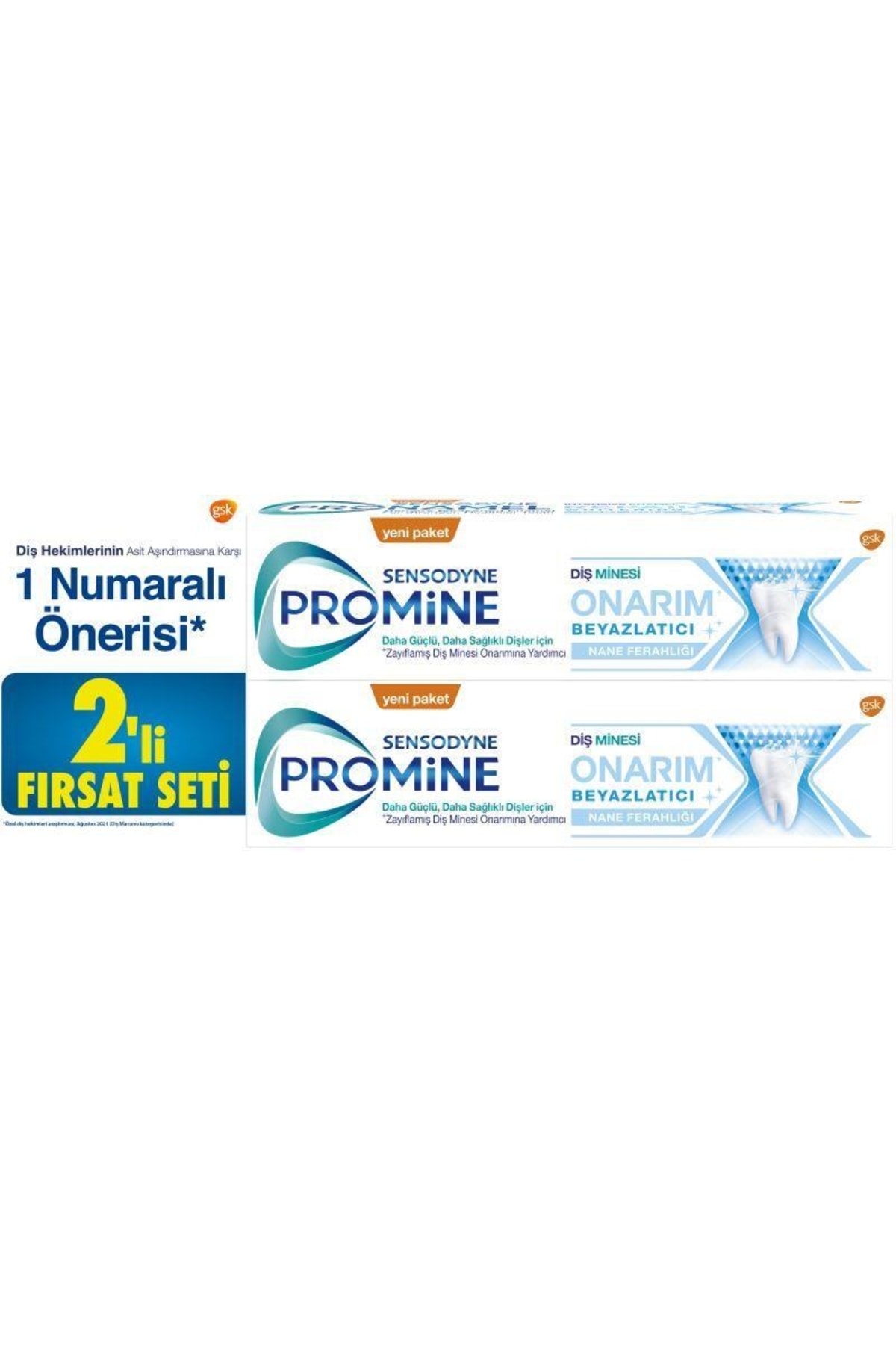 Sensodyne Promine Onarım Beyazlatıcı Nane Ferahlığı Diş Macunu 75 Ml 2'li Set - Fiyatı, Yorumları