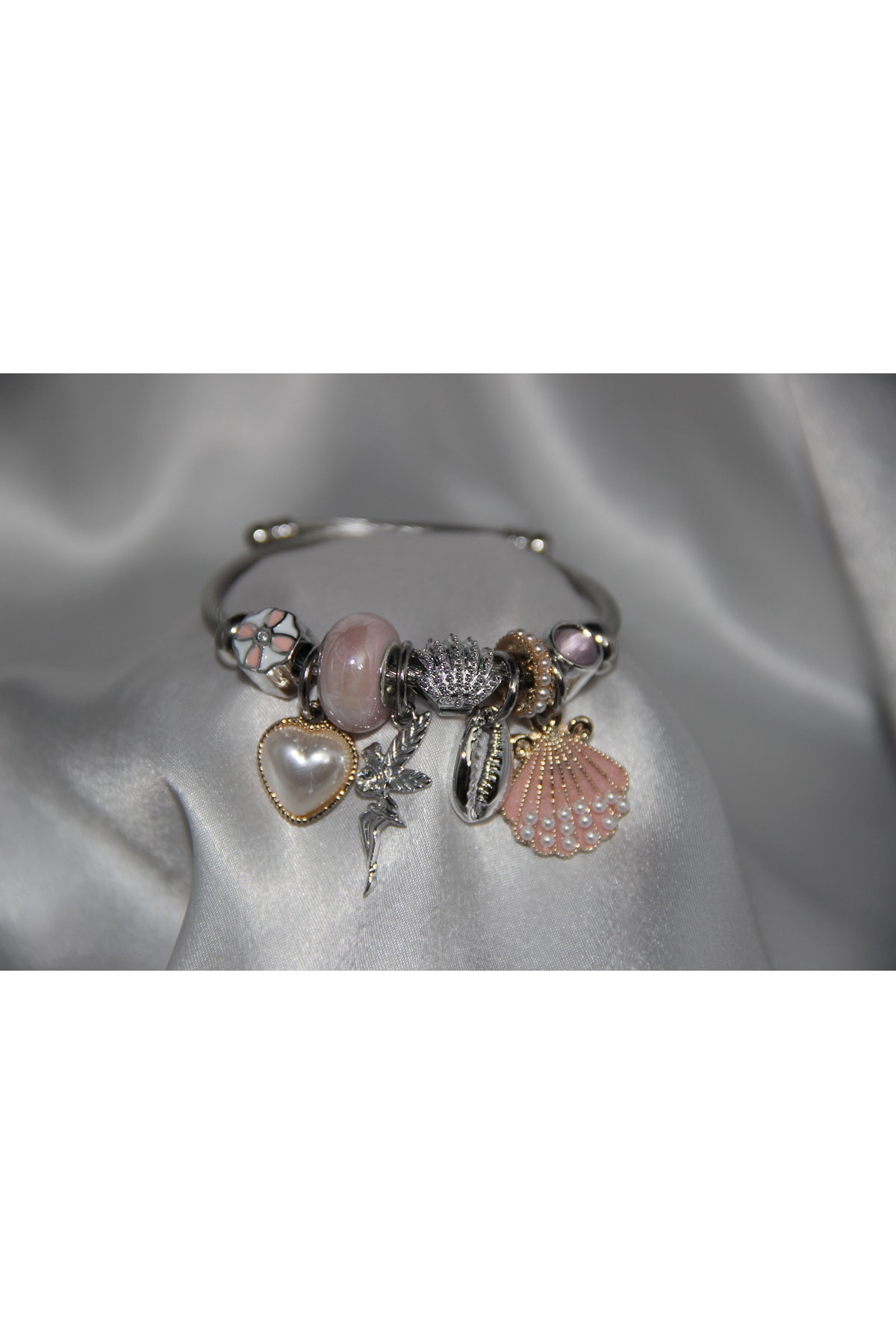 İDİL Deniz Kabuğu Melek Ve Kalp Charmlı Çelik Pandora Bileklik - Fiyatı ...
