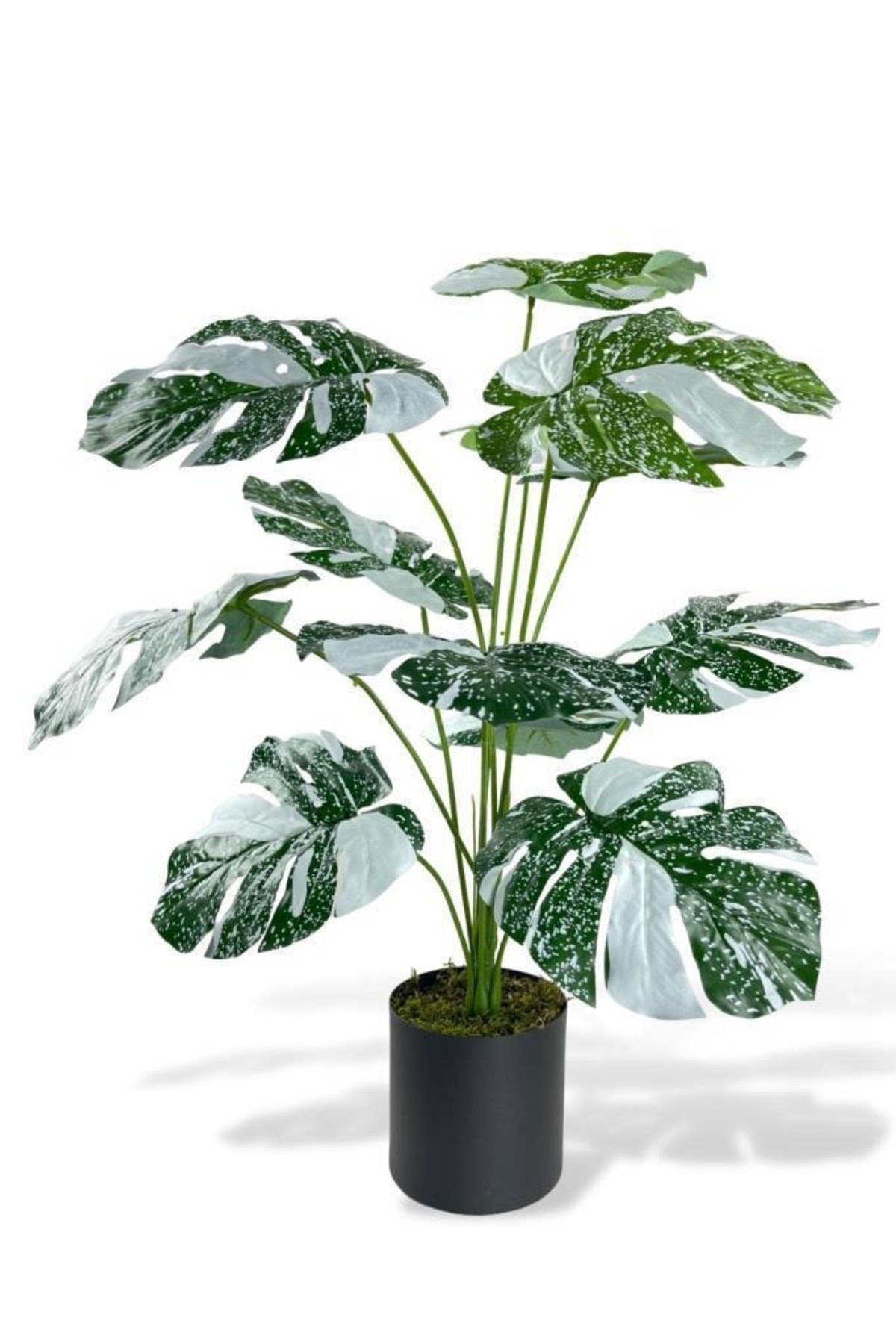 Nettenevime Yapay Çiçek Saksıda Monstera Yeşil Beyaz Deve Tabanı 12dal ...