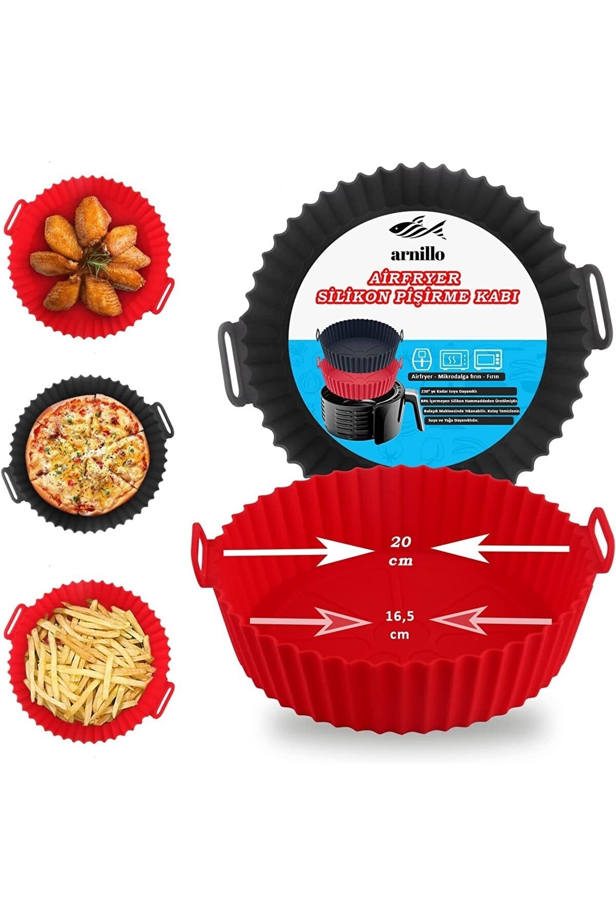 ARNİLLO Arispa Airfryer Silikon Pişirme Kalıbı Hava Fritözü Kalıbı Air ...