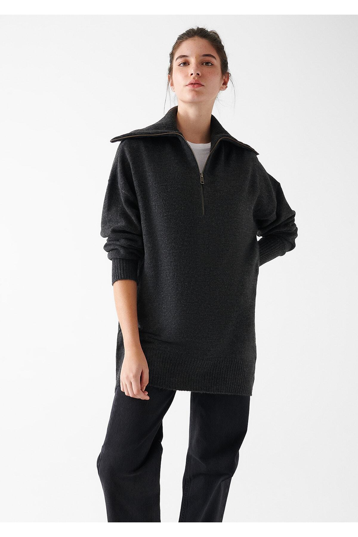 Mavi Polo Yaka Siyah Uzun Kazak Oversize / Geniş Kesim 1710183-80023 ...