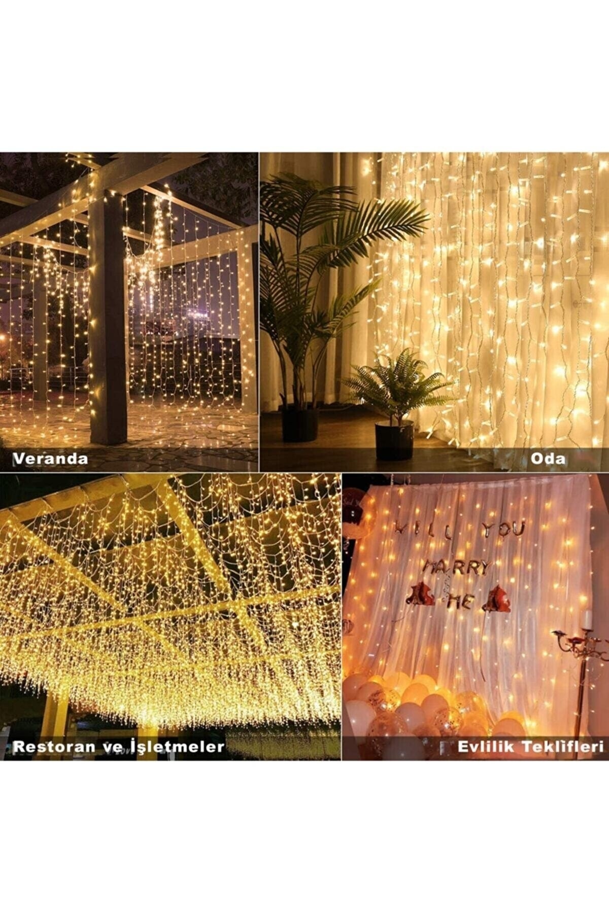Sore Dekoratif 3x3 Metre 8 Fonksiyonlu Animasyonlu Perde Led Işık Kalın ...