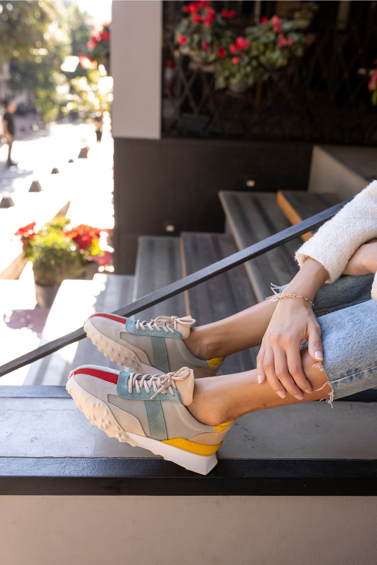 ANGELİNA JONES Lascor Kadın Bej Yeşil Garnılı Gercek Suet Sneaker ...