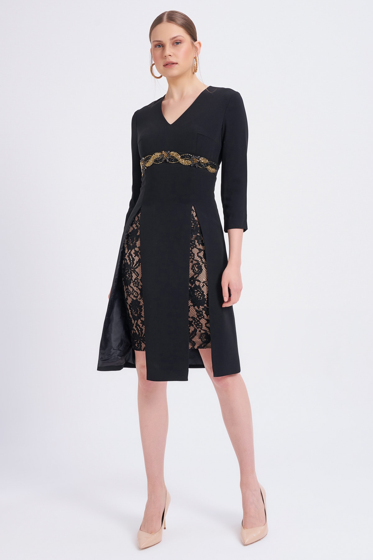 Balizza Blz-eteği Güpür Dantelli Beli Taş Dizayn Elbise - Fiyatı, Yorumları