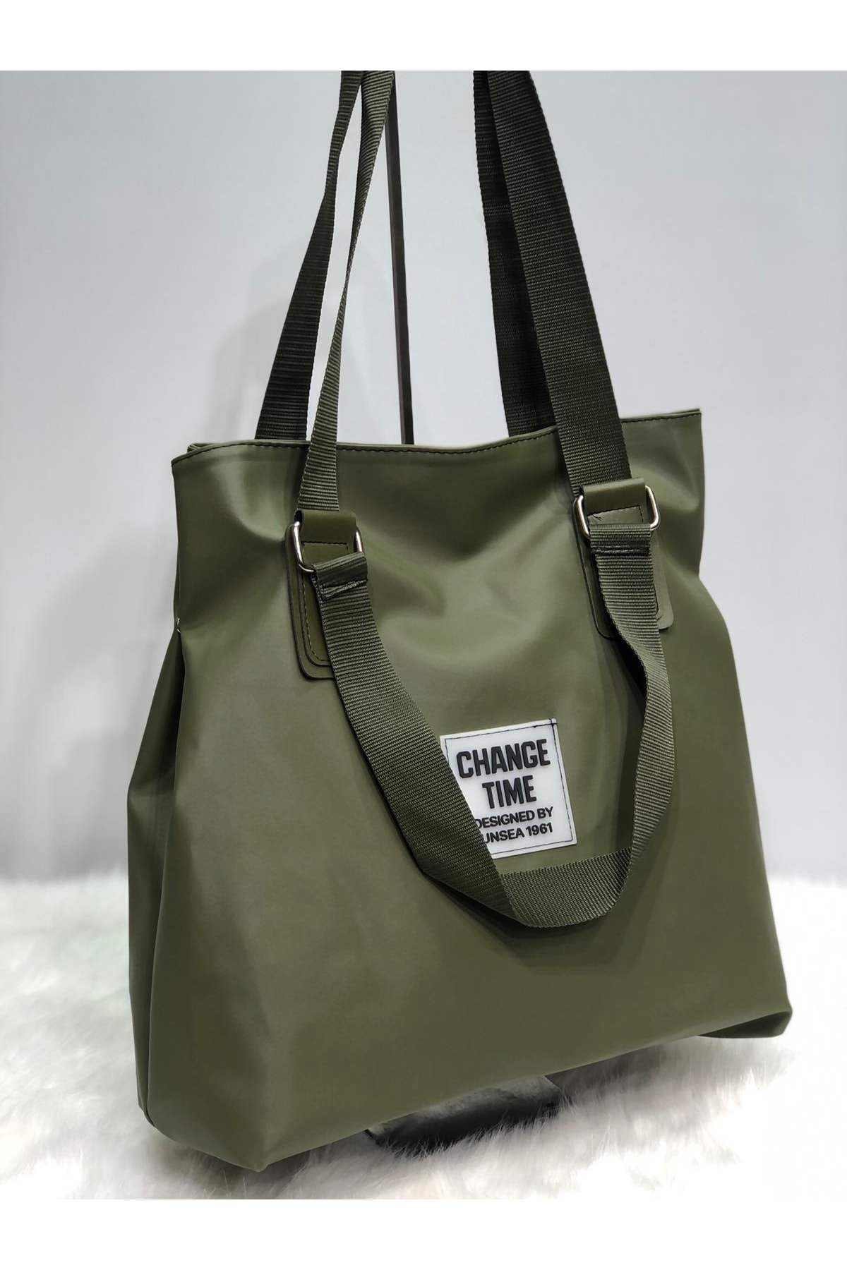 efnanstore Change Time Haki Kalın Paraşüt Kumaş Büyük Pat Detaylı ...