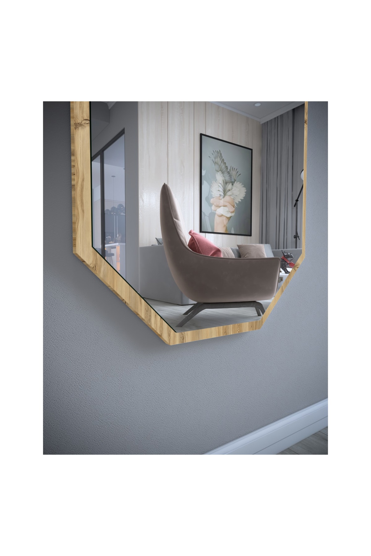 nysamo Tarz Design Kece Gold Sekizgen Dekoratif Boy Aynası 150x50 ...